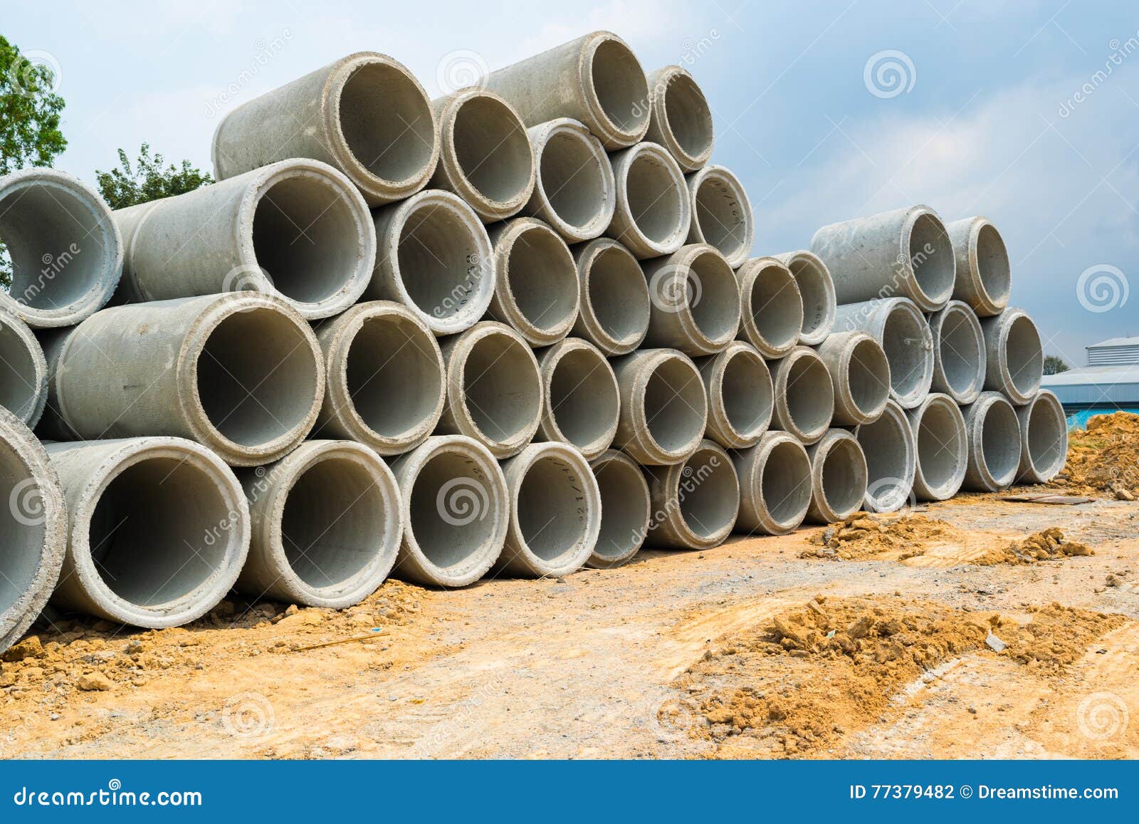 Cement pipe stock photo. Image of road, pipe, tubes, pipes - 77379482