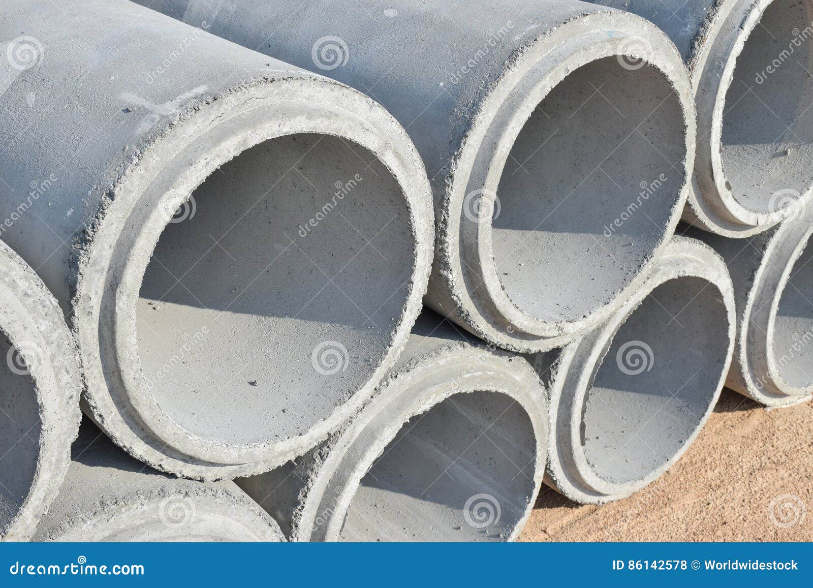 Cement Pipes Stacking at Yard Stock Photo - Image of pipe, ducts: 86142578