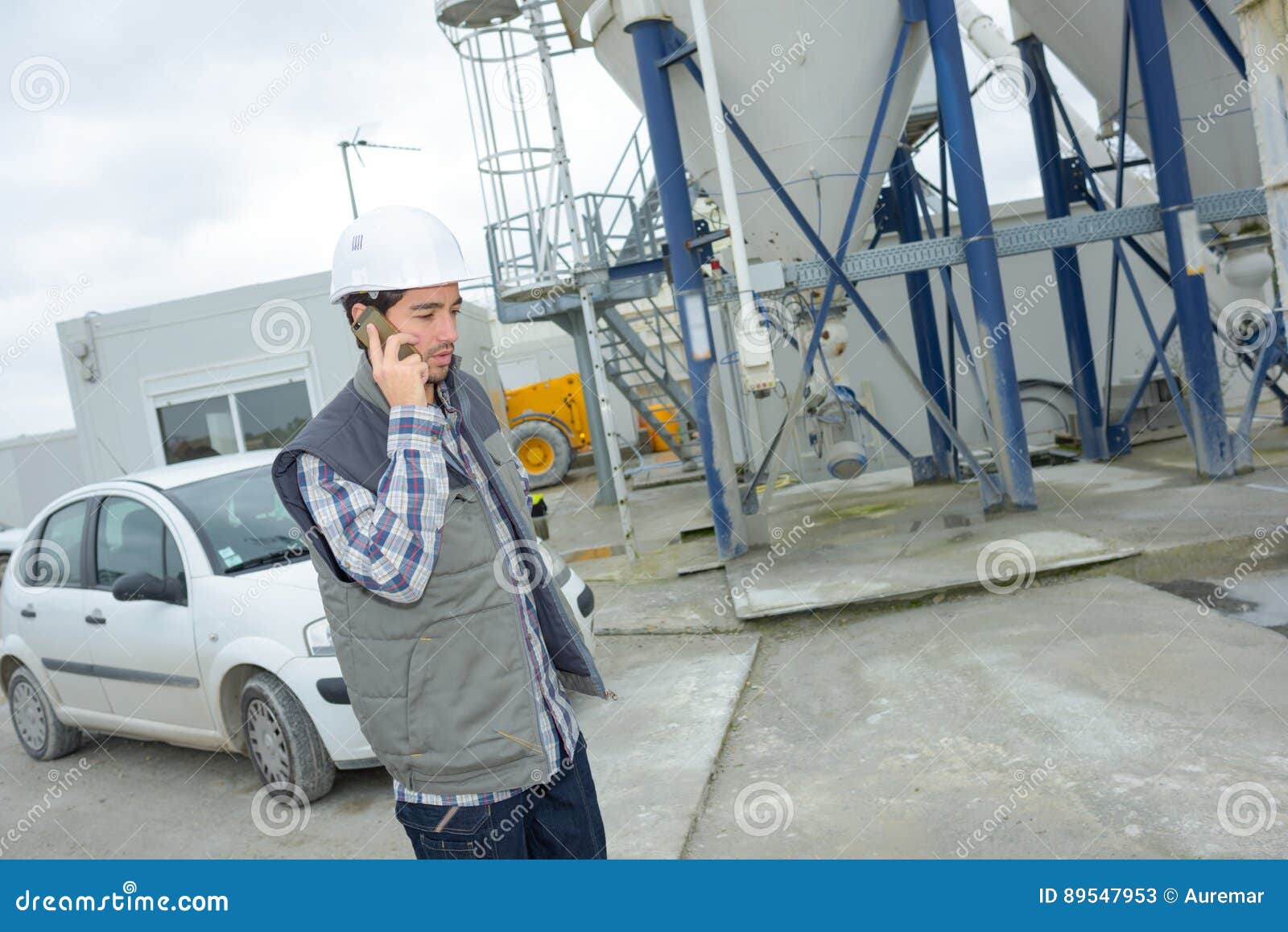 Cement Plant Worker on Phone Stock Image - Image of concrete, gravel ...