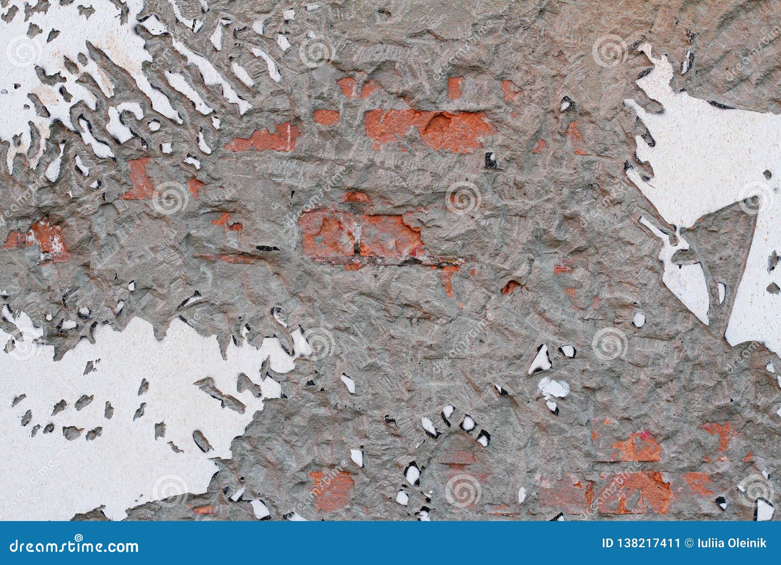 Cement Plaster Destroyed by a Chisel on a Brick Wall Stock Image ...