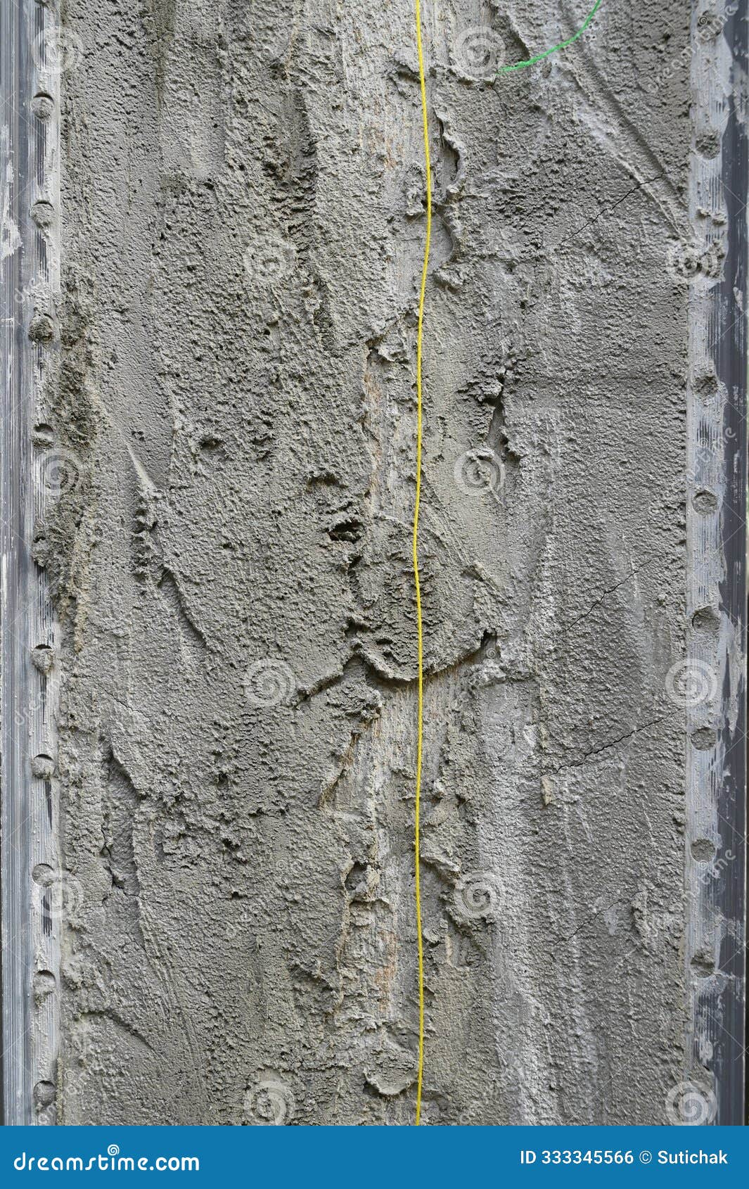 Cement Plaster Texture Background with Yellow Thread Stock Photo ...