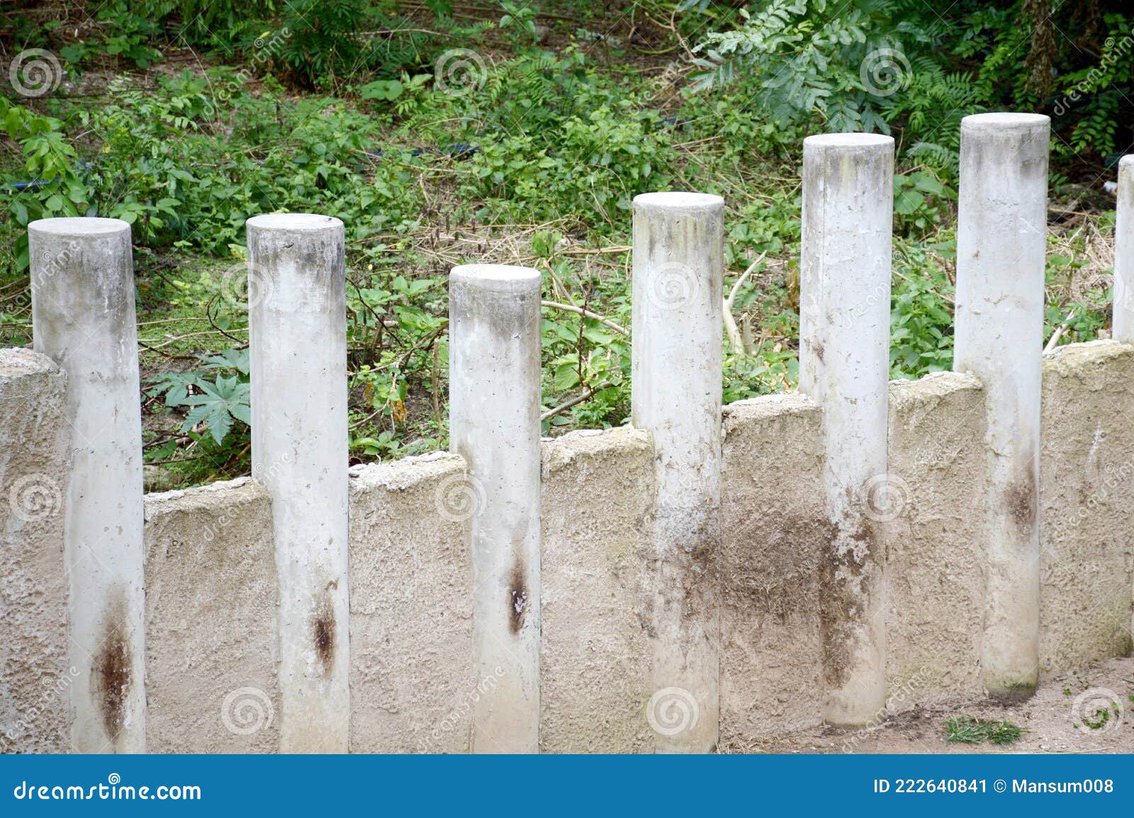 Cement Post in Nature Garden Stock Image - Image of barrier, nature ...