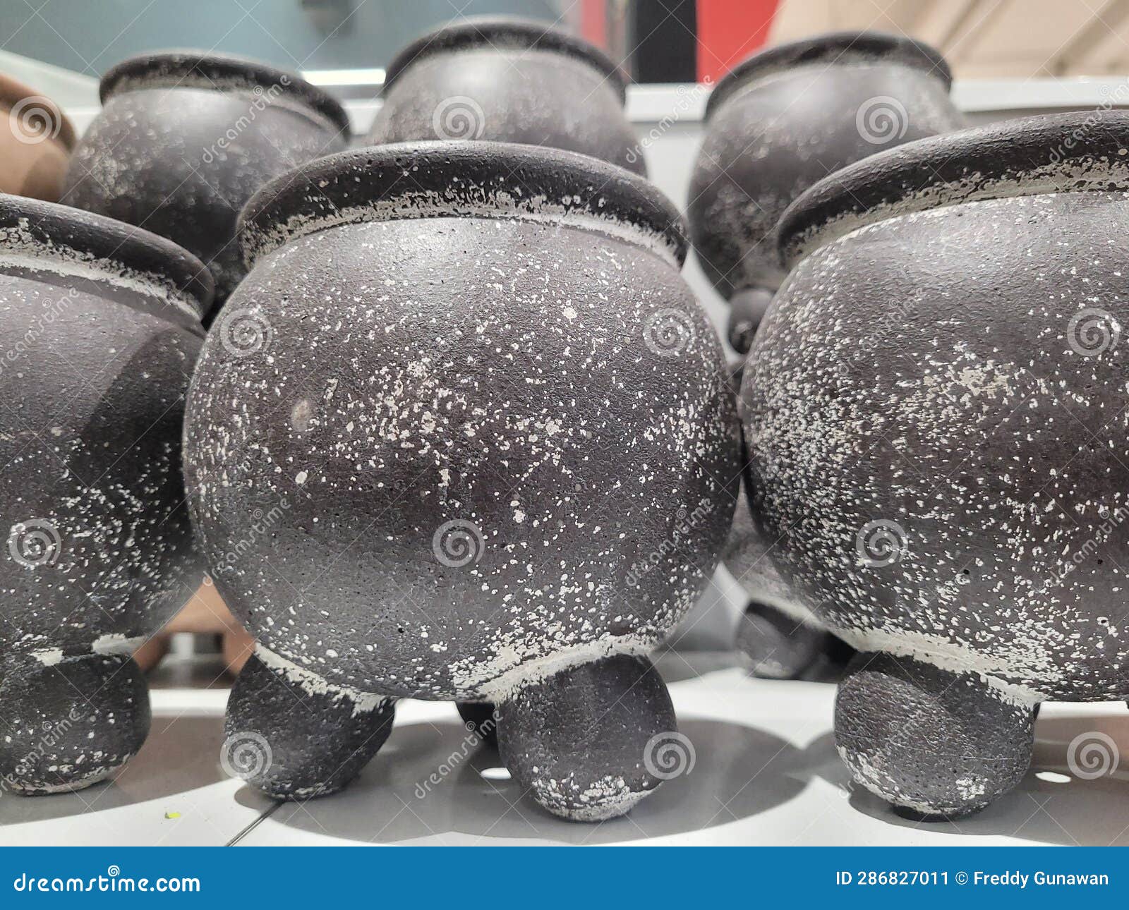 A Cement Pots with a Three Legs Stock Image - Image of white, glass ...