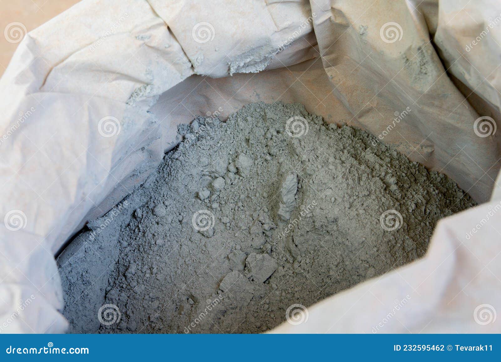 Cement Powder in Bag Package Stock Photo - Image of light, mixture ...