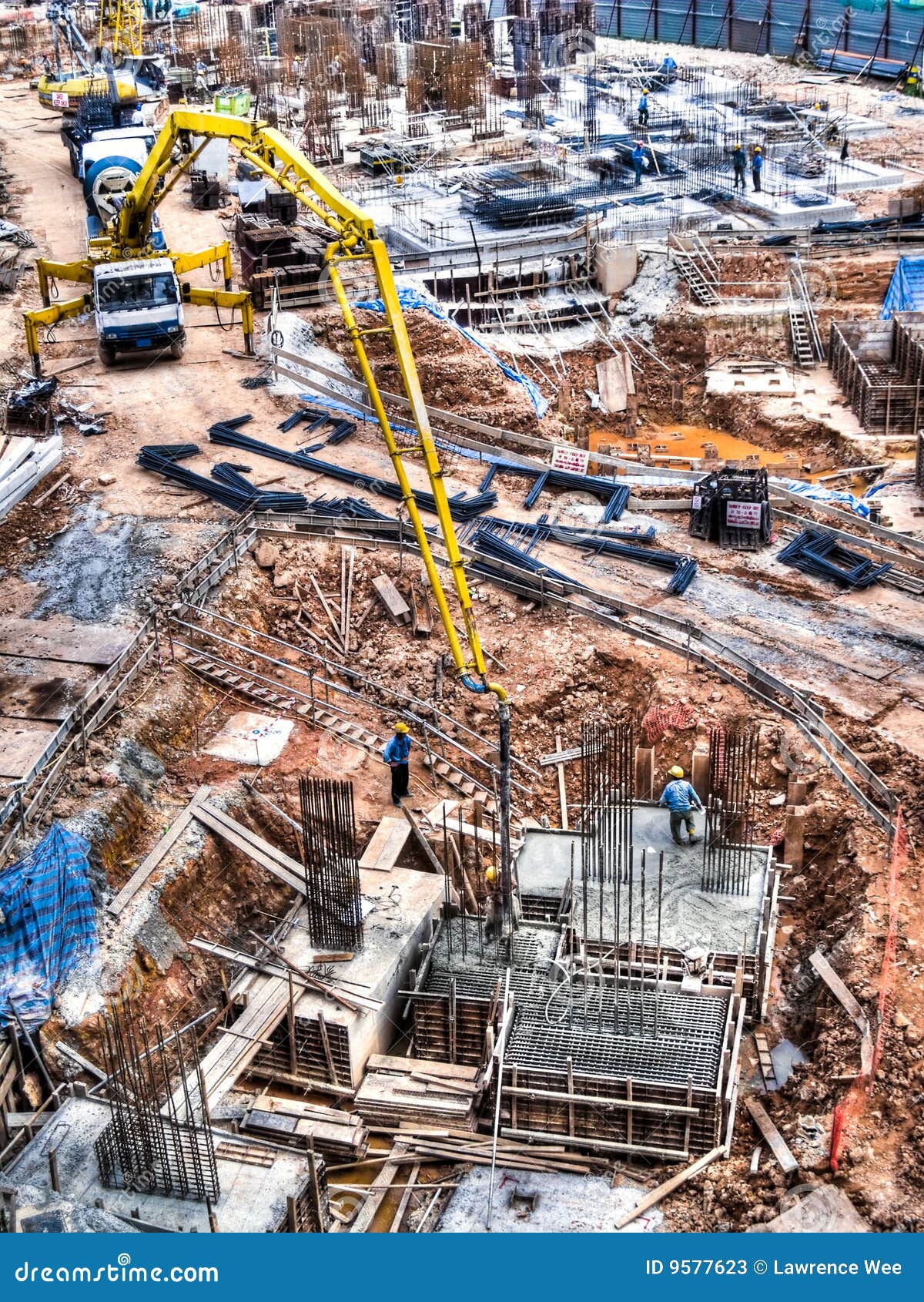 Cement Pump Operating in Work Site Stock Image - Image of bars ...