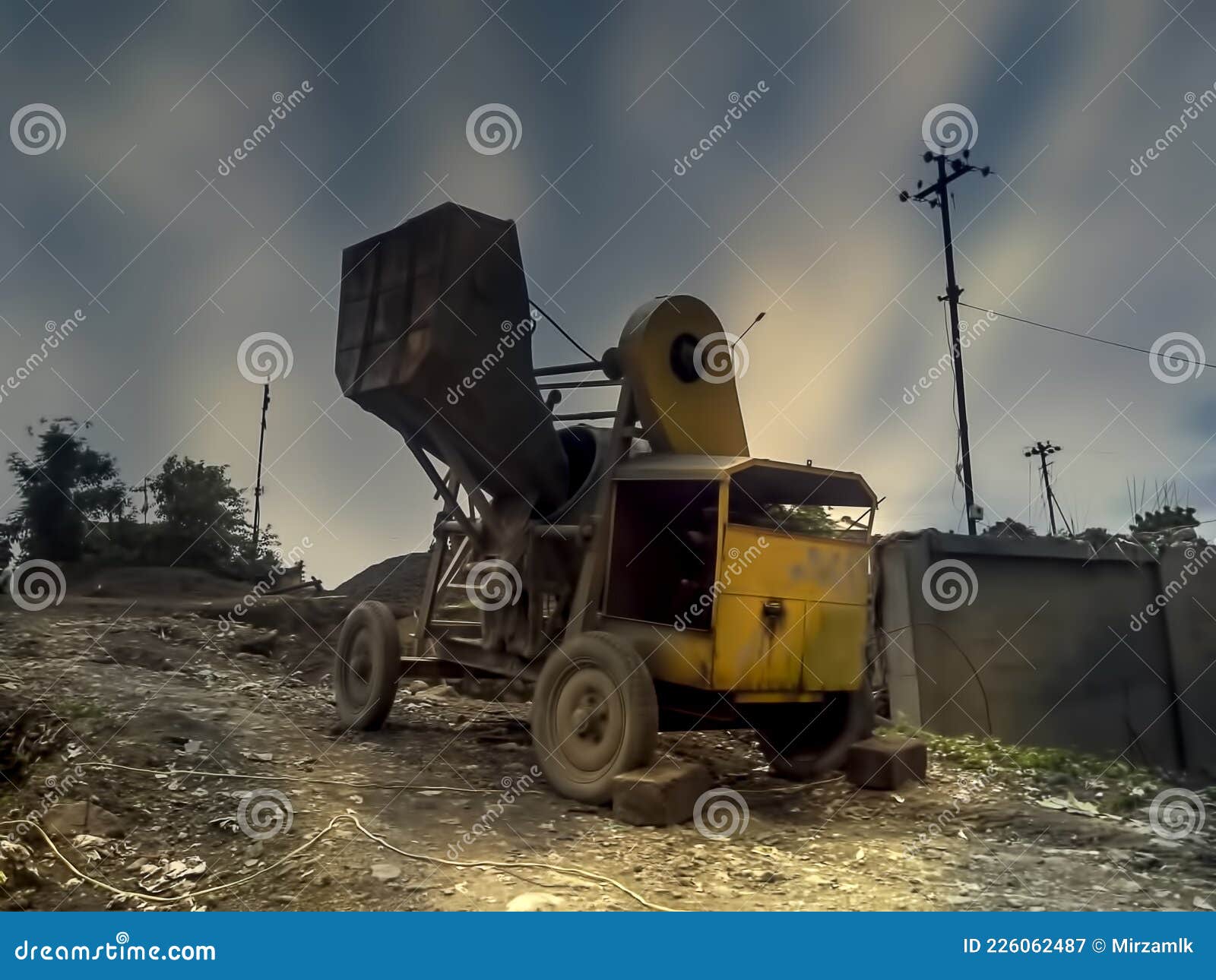 Cement Rolling Machine or Cement Roller Truck or Concrete Mixer on the ...