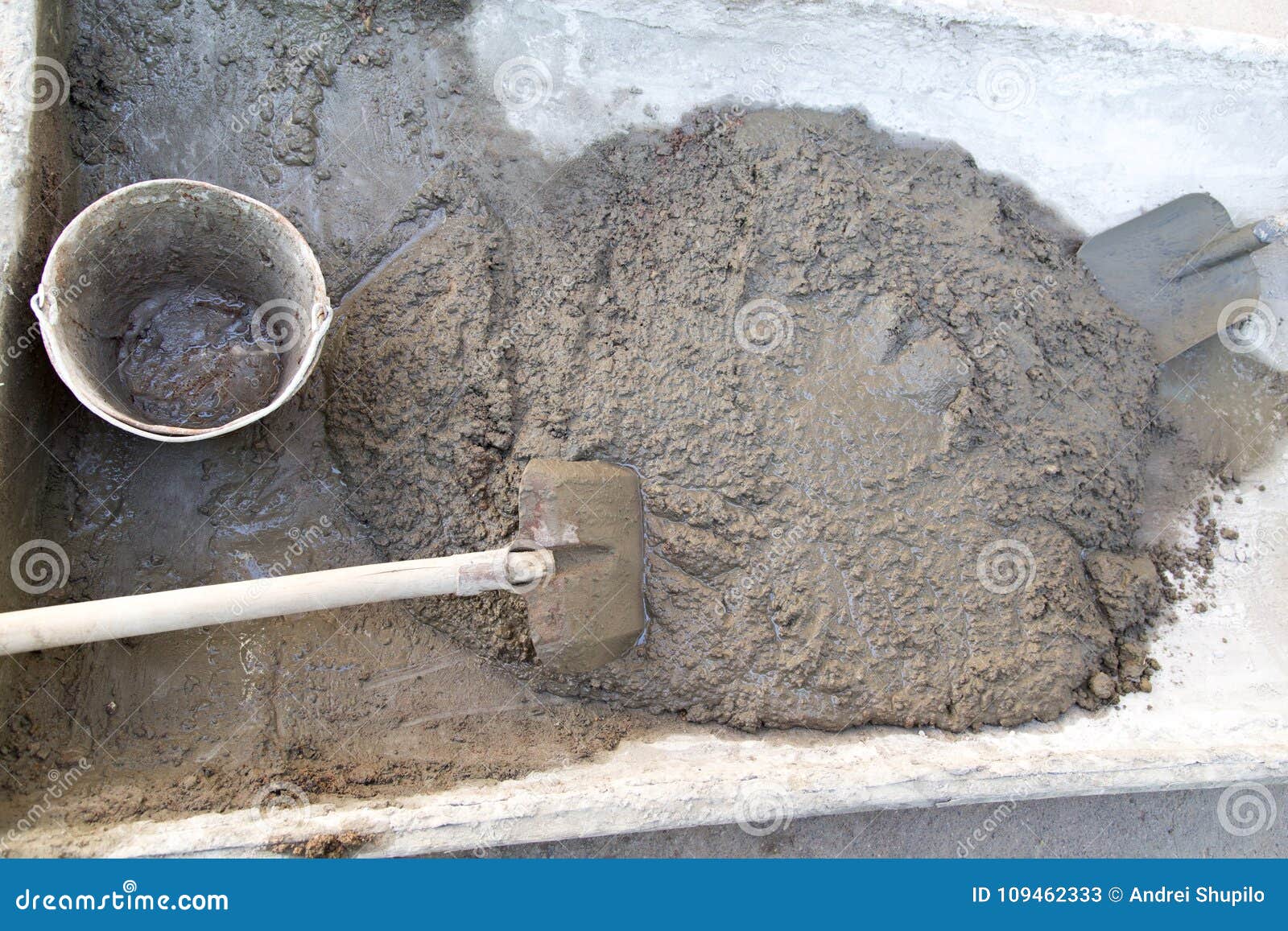 Cement Solution with a Shovel Stock Image - Image of tool, building ...