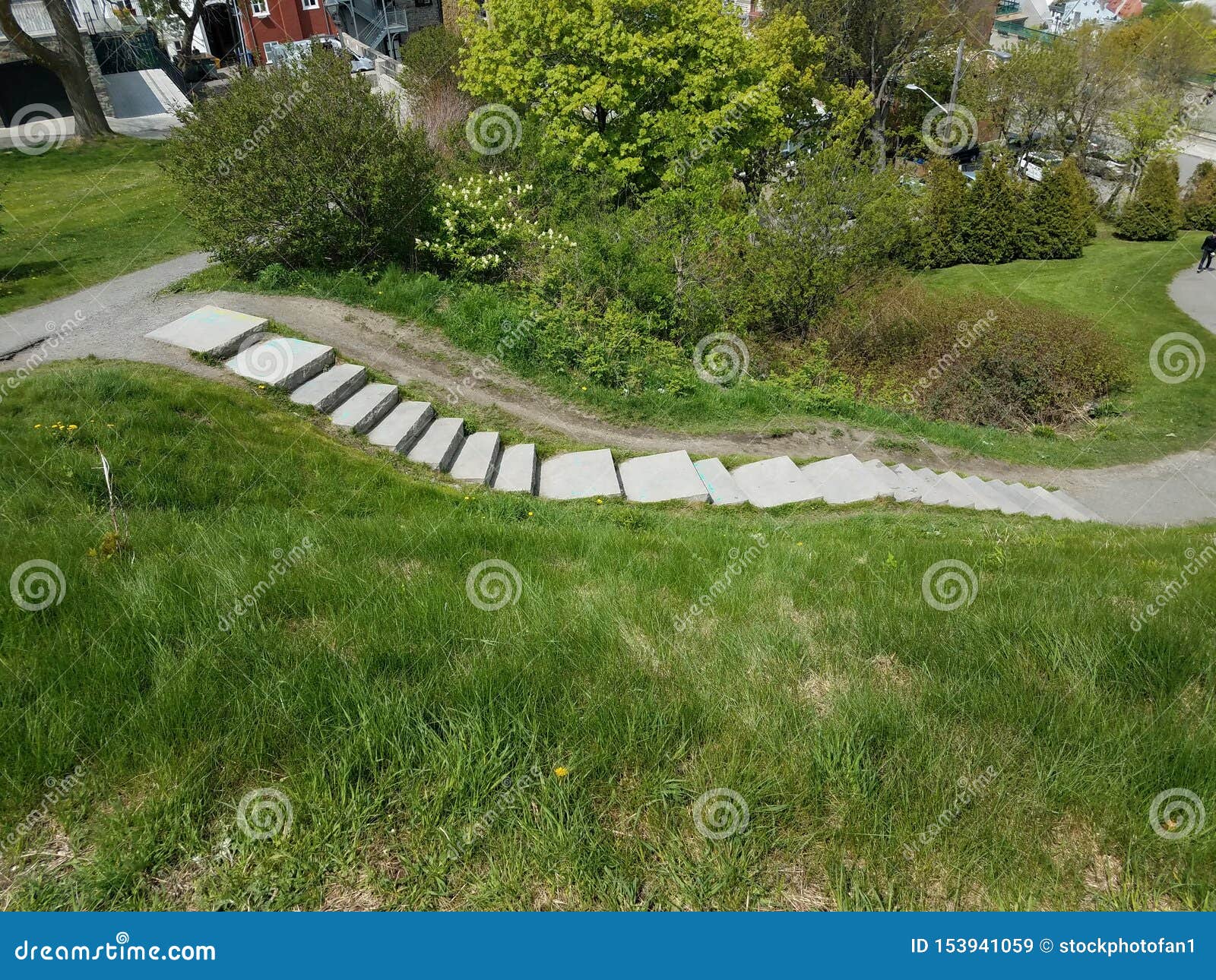 Cement Stairs or Steps and Green Grass Lawn Stock Image - Image of ...
