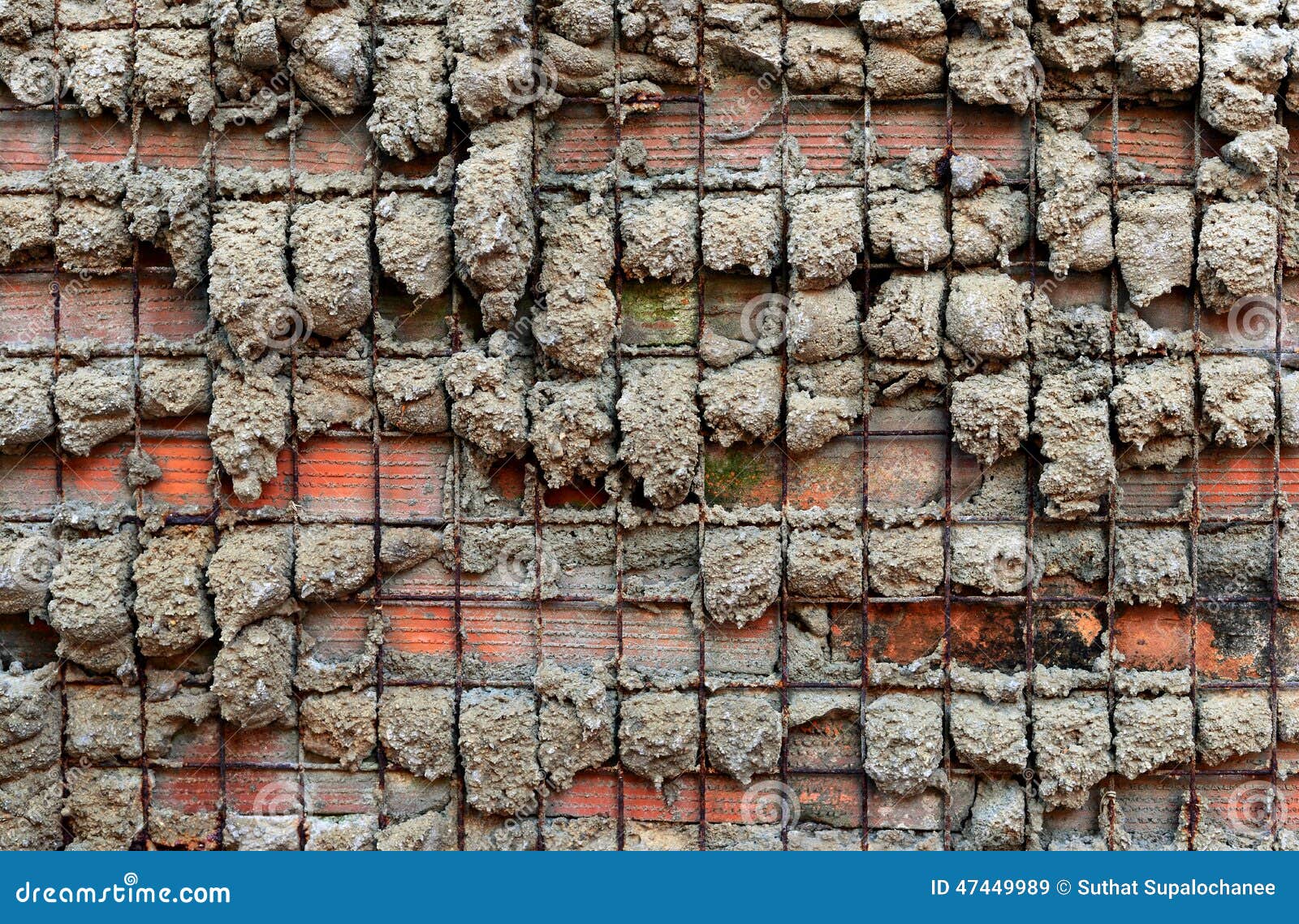 Cement and Steel Textured Cobbled Wall Background Stock Image - Image ...