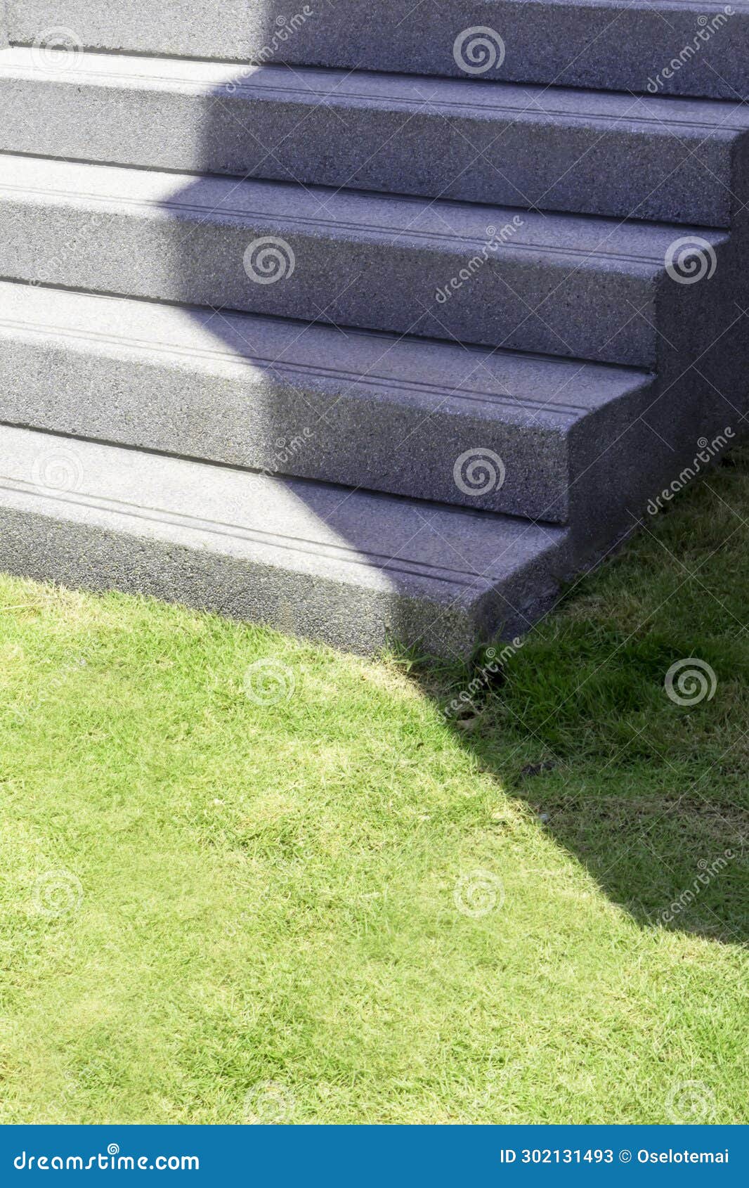 Cement Steps in the Courtyard Garden Reflect Light and Shadow Stock ...