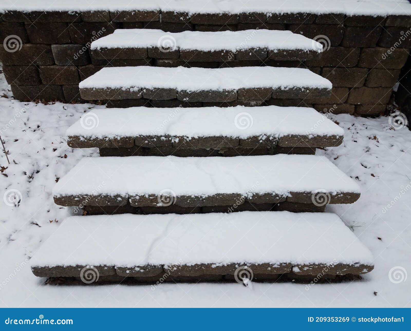 Cement Steps or Stairs with Cold White Snow Stock Image - Image of cold ...
