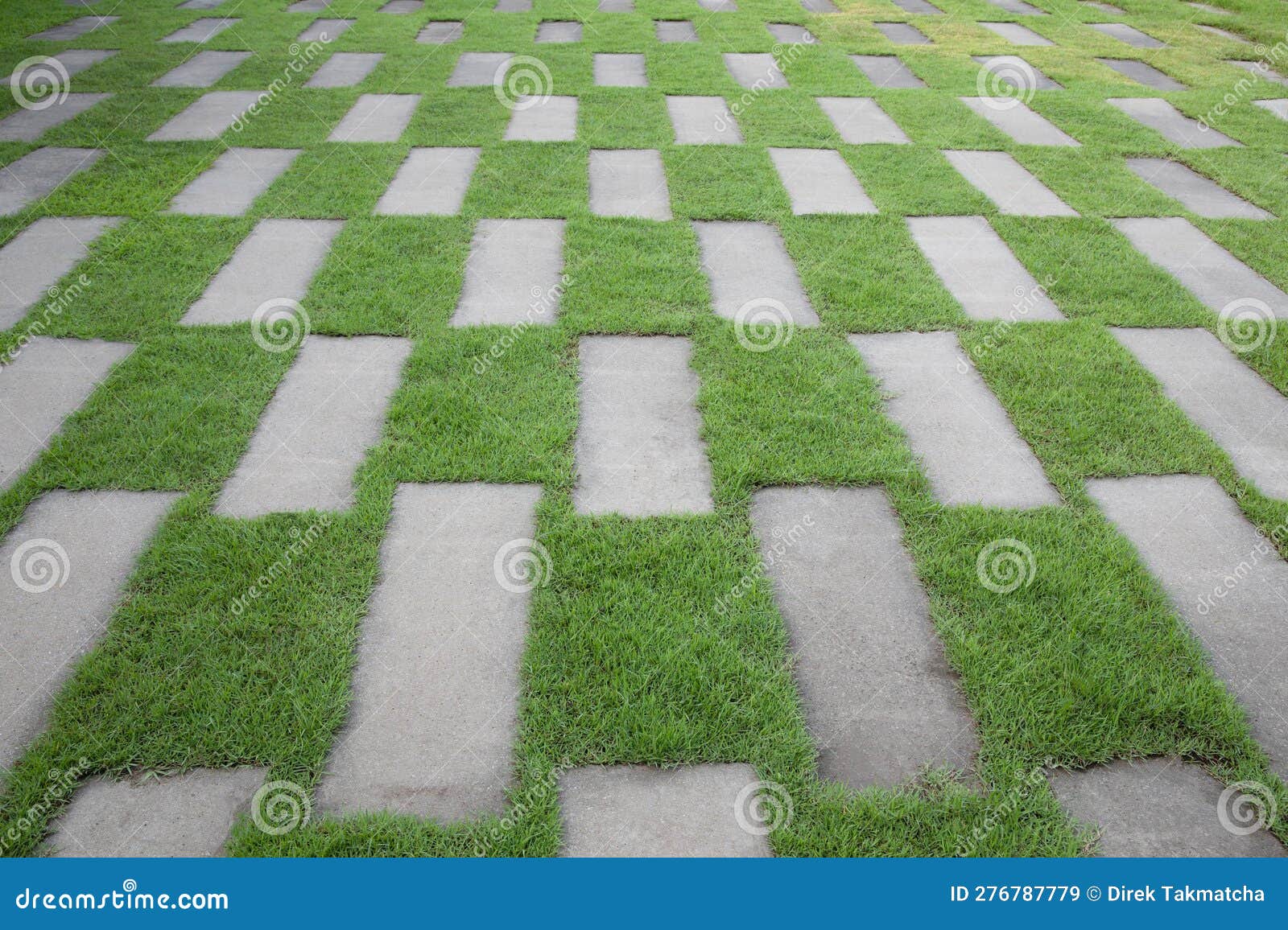 The Cement Tiles Between Green Grass Background Royalty-Free Stock ...