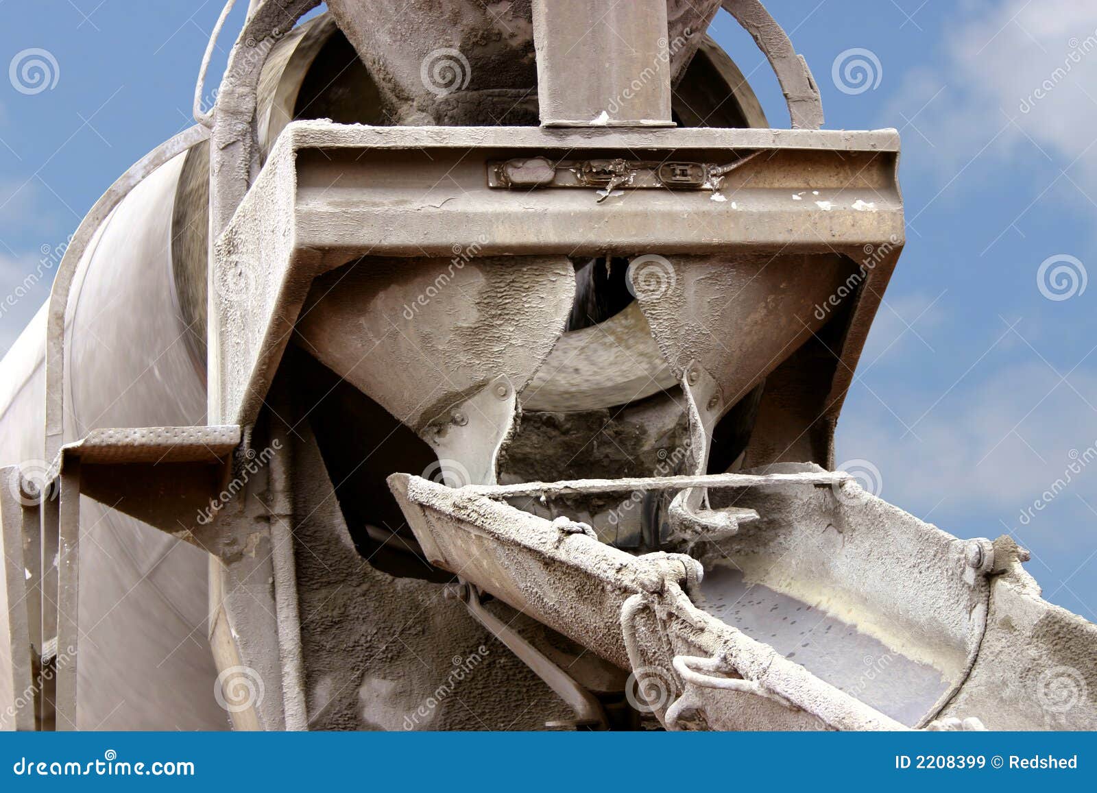 Cement Truck Pouring Cement Into Hole - Horizontal Stock Photo ...