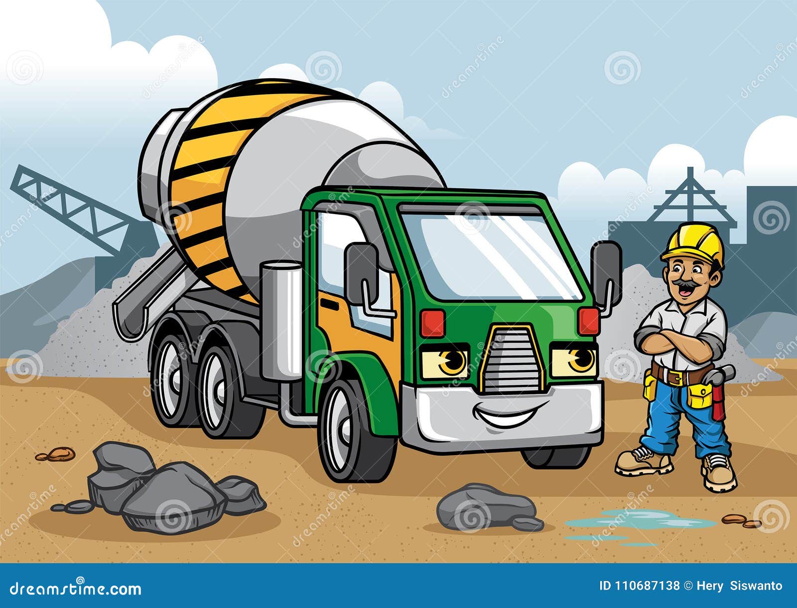 Cement Truck Cartoon Vector | CartoonDealer.com #32335773