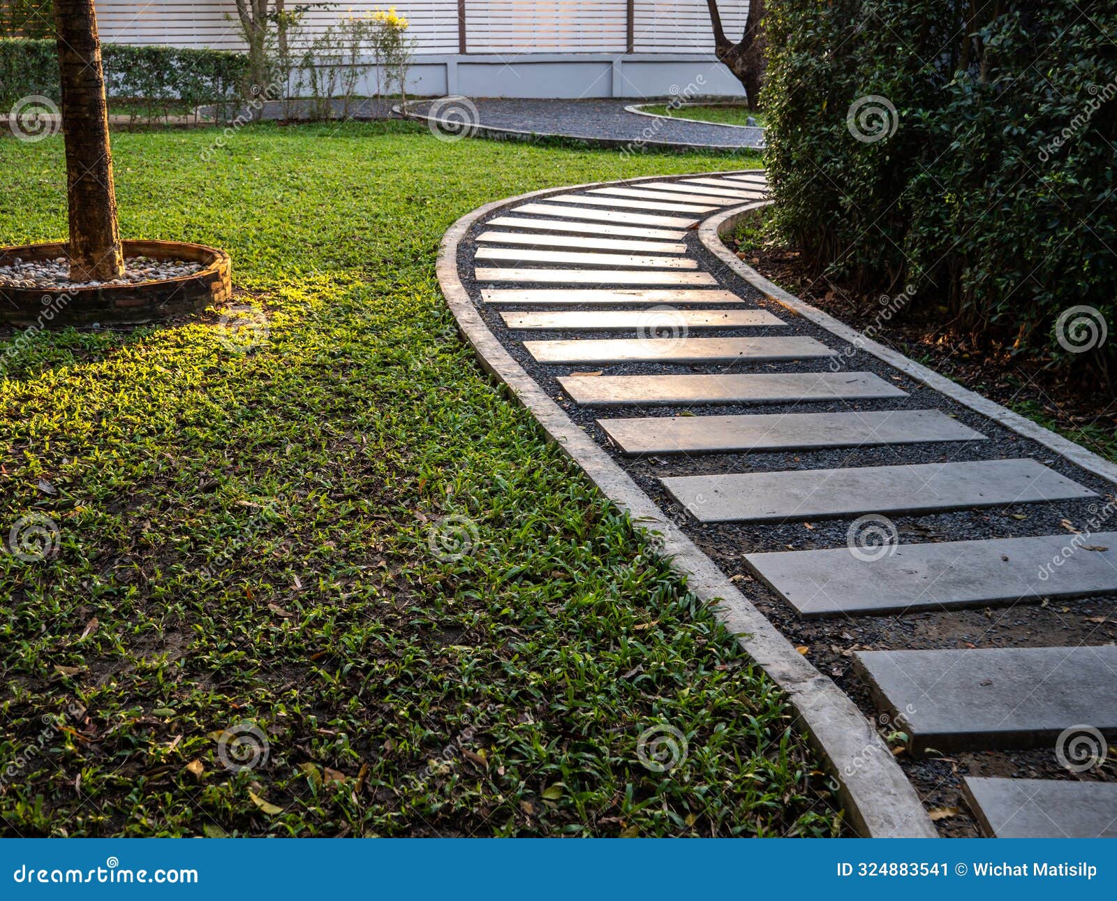 Cement Walkways Arranged in the Curved Stock Image - Image of outdoor ...
