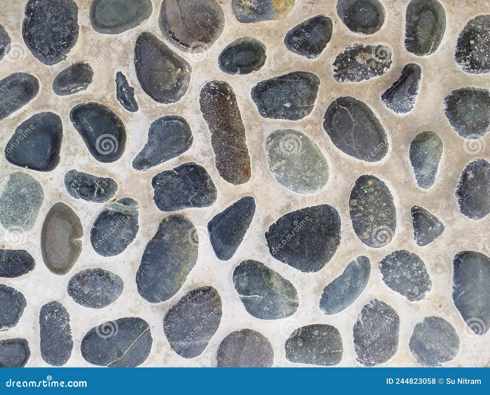 Cement Wall Background with Embedded Stones. Texture of Pebble Stone ...