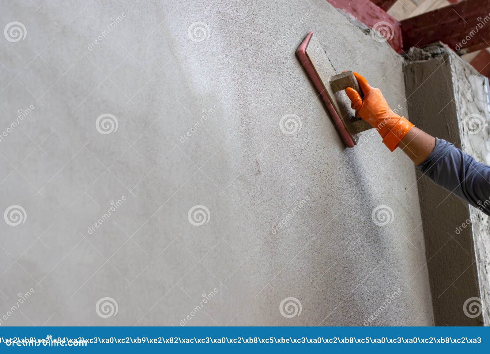 The Cement Wall is Being Plastered. by Experienced Technicians ...