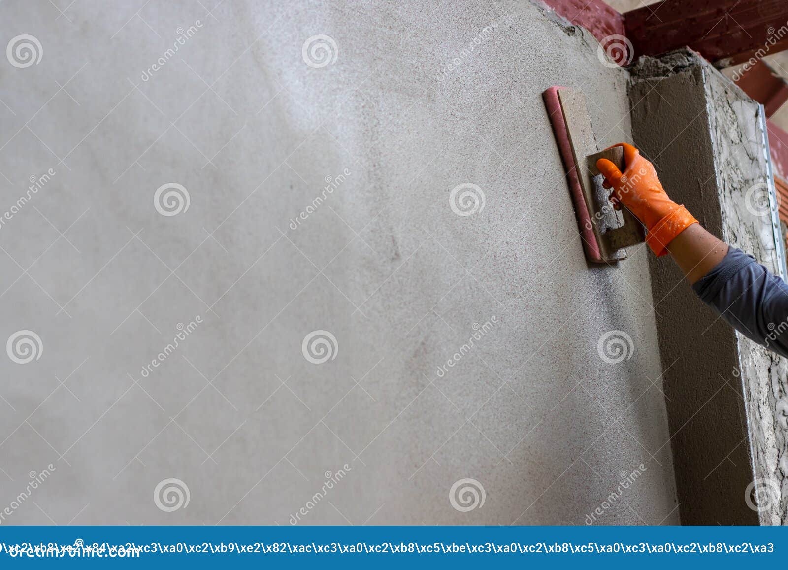 The Cement Wall is Being Plastered. by Experienced Technicians ...