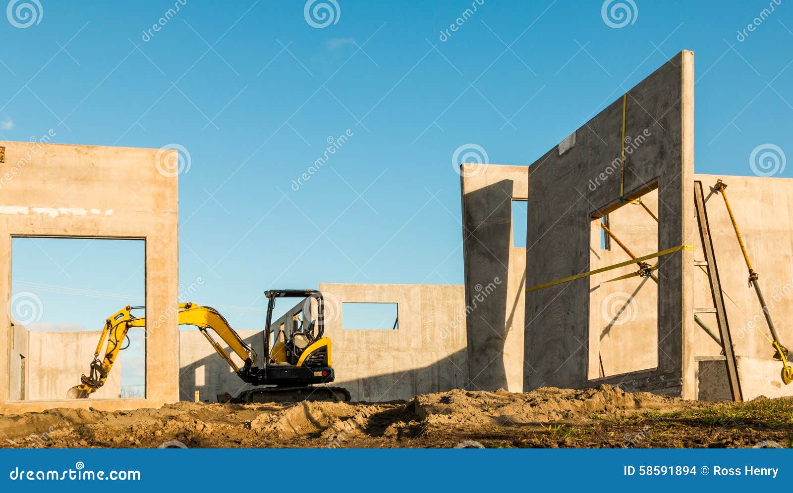 Cement Wall construction stock photo. Image of support - 58591894
