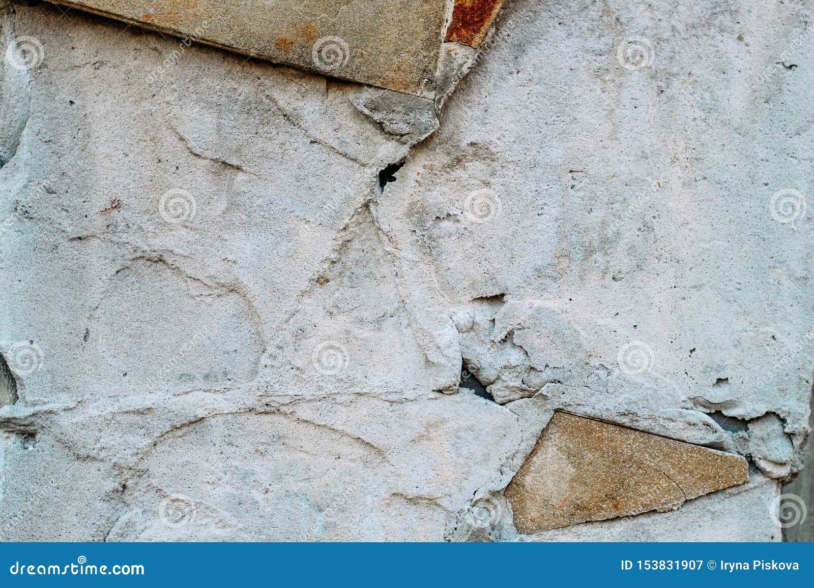 Cement Wall with Defects and Traces of Tiles Stock Image - Image of ...