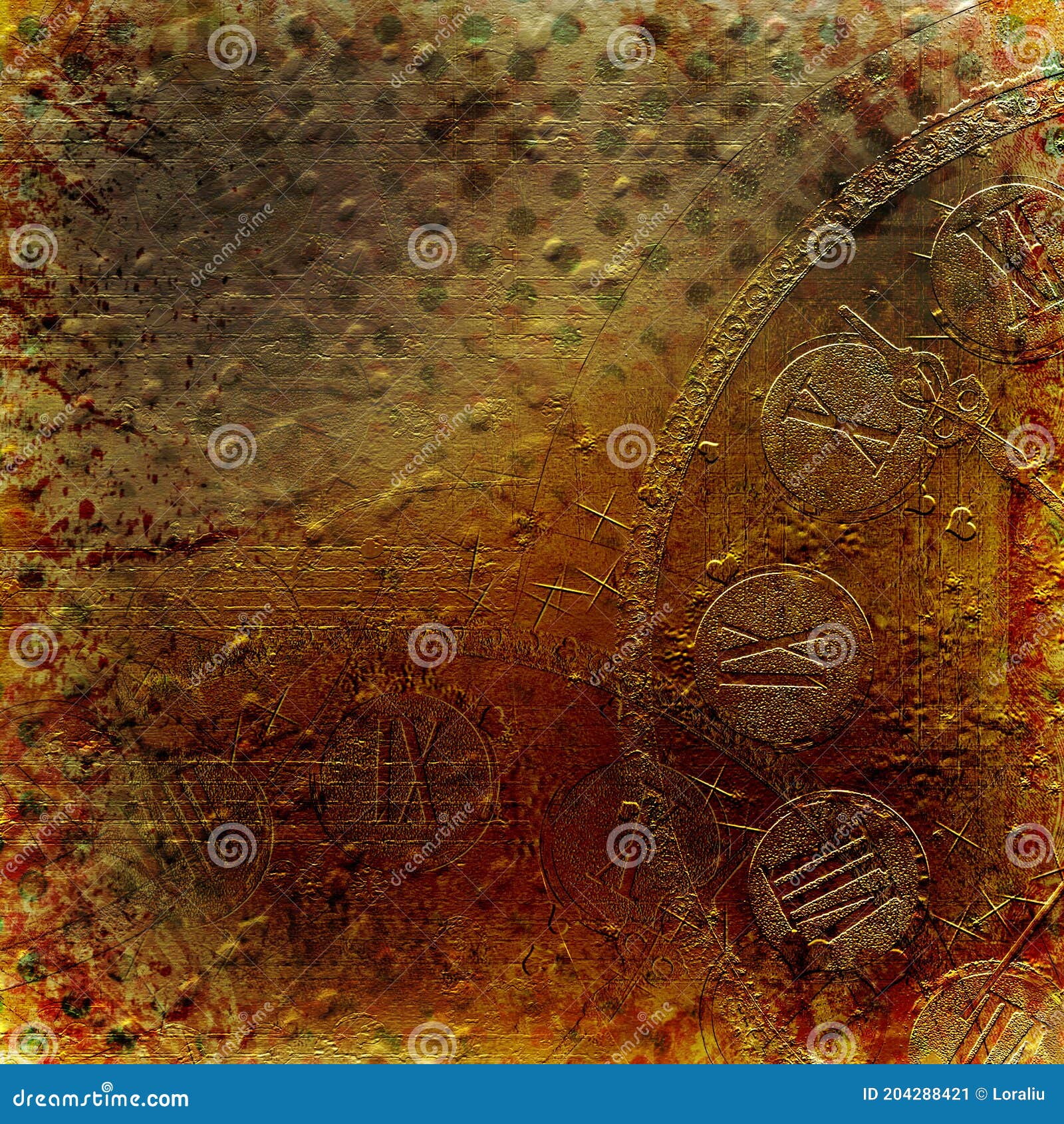 Cement Wall with Relief Pattern Colorful Clockwork and Circle Stock ...