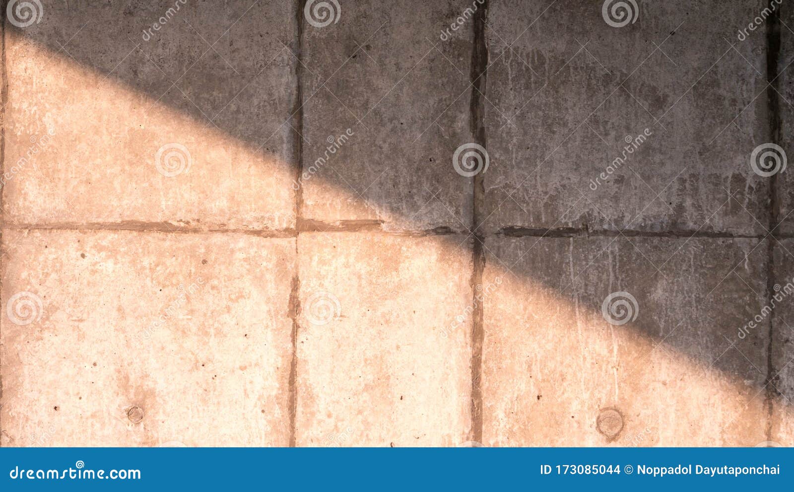 The Cement Wall with the Sunlight Shining Down Diagonally, Cutting in ...