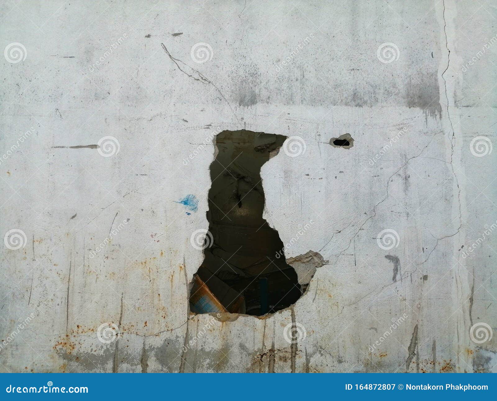 Cement Wall with Vulnerability from Impact Break the Wall Stock Image ...