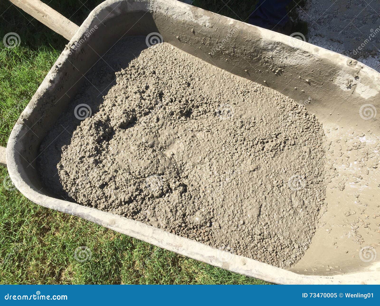 Cement in wheel barrow stock image. Image of tools, mixed - 73470005