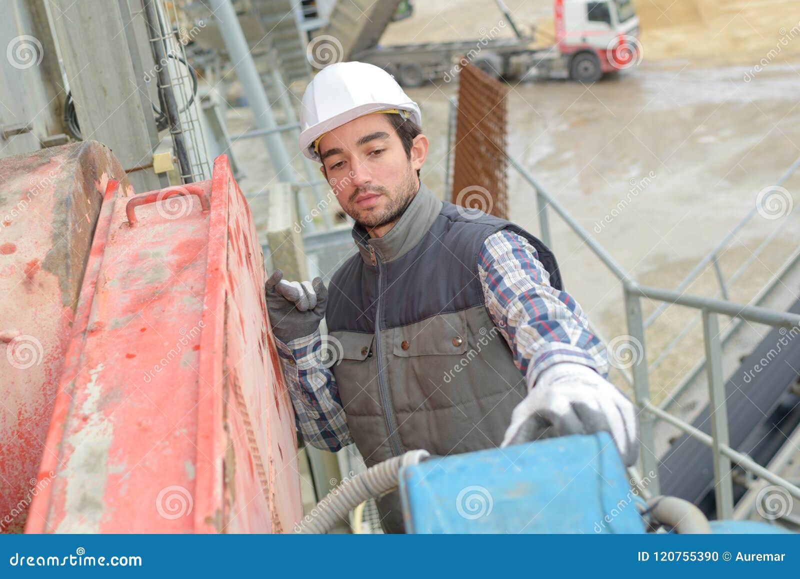 Cement worker on site stock photo. Image of trade, cement - 120755390
