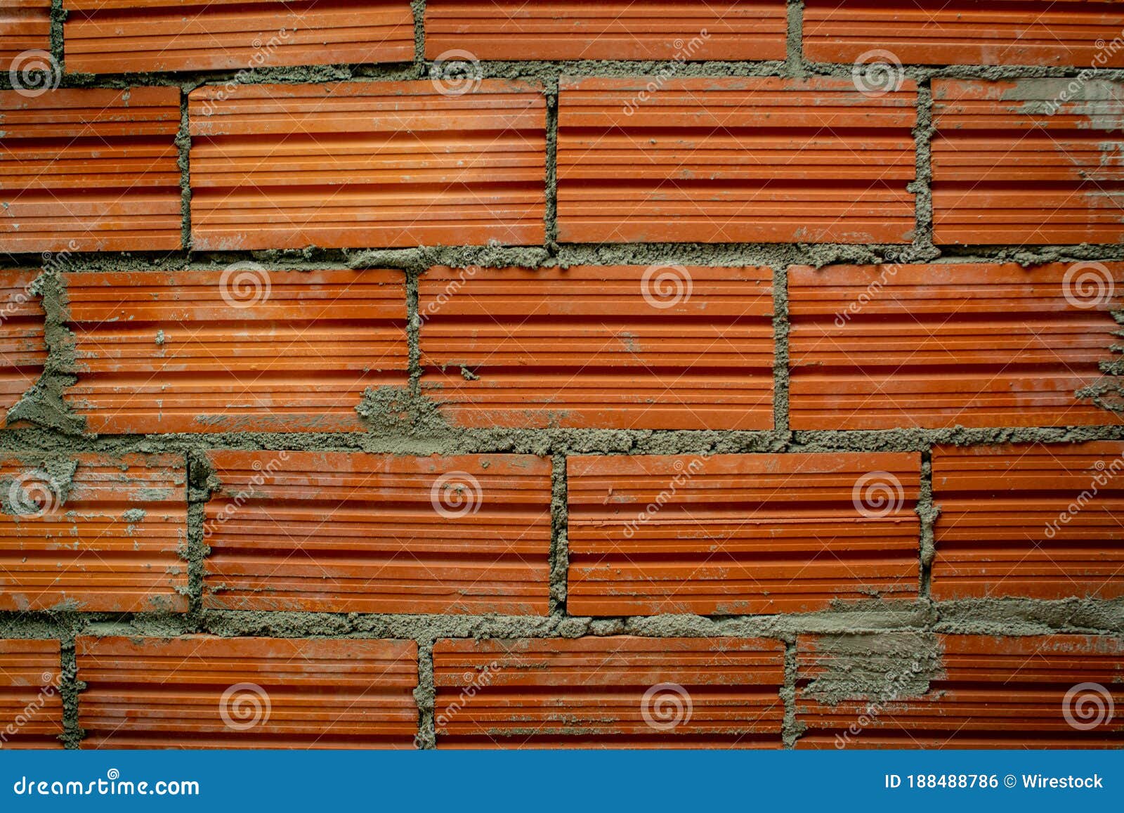 Cemented Red Brick Wall with Lines and Patterns Stock Photo - Image of ...