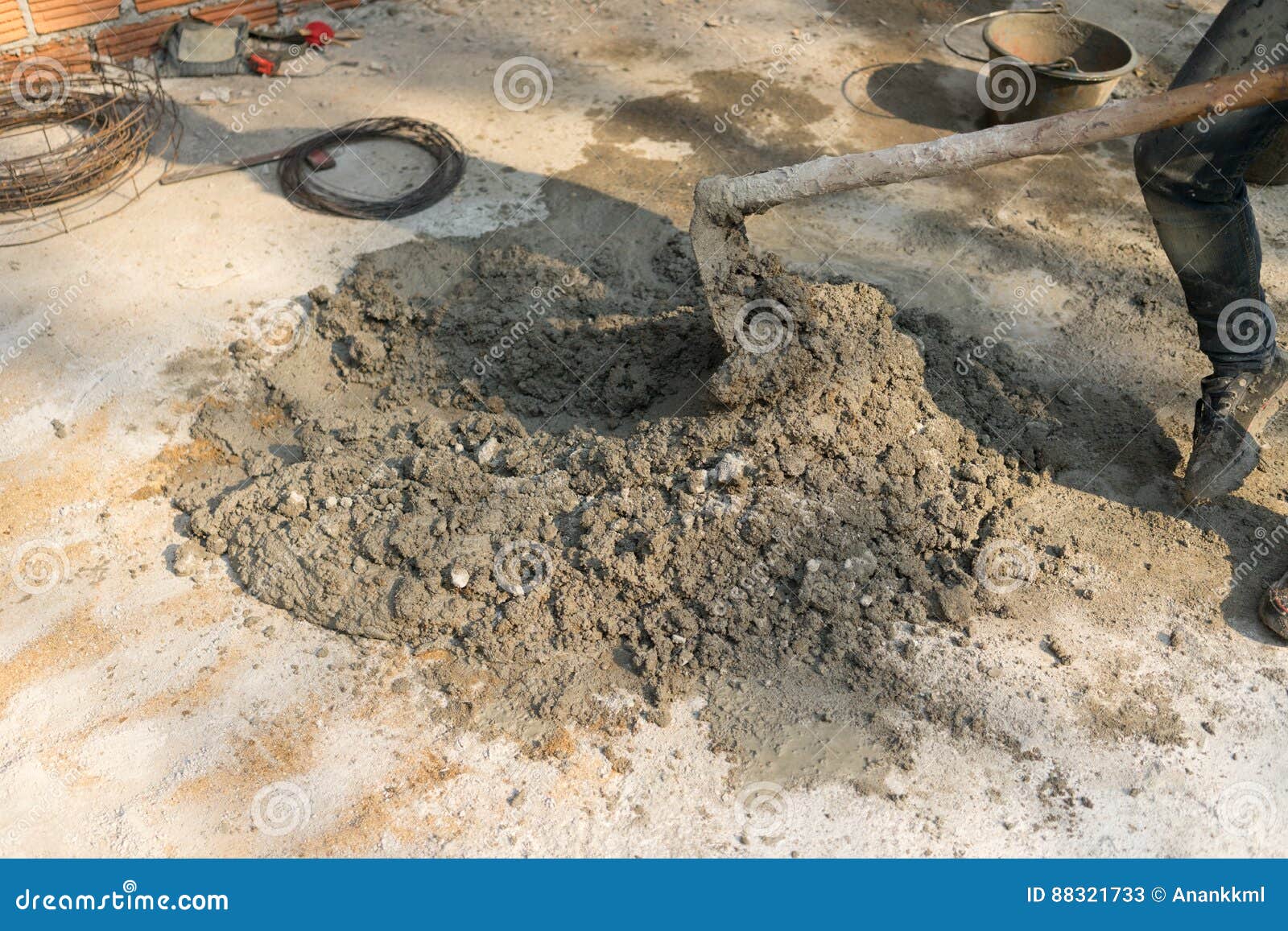 The Cementers are Mixing Mortar Stock Image - Image of mixing, surface ...