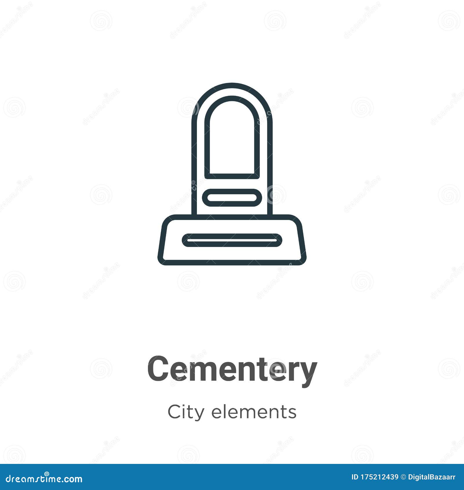 Cementery Outline Vector Icon. Thin Line Black Cementery Icon, Flat ...