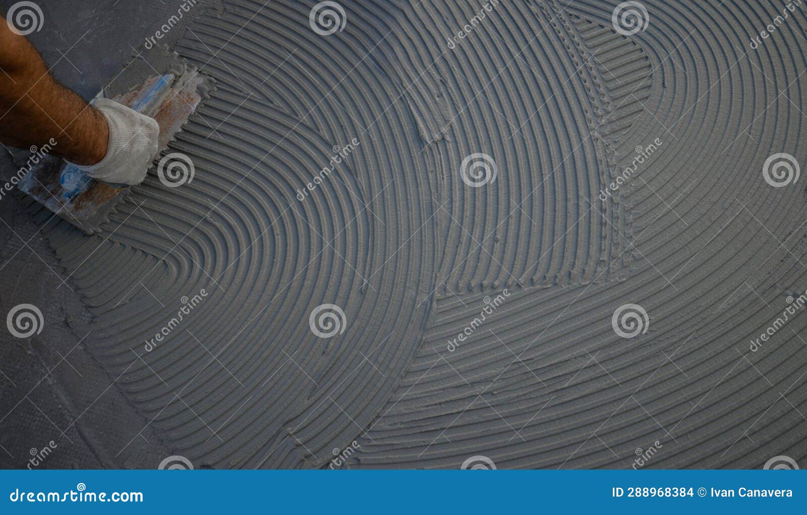 Cementitious Adhesive Applied To the Floor Ready To Receive Ceramic ...