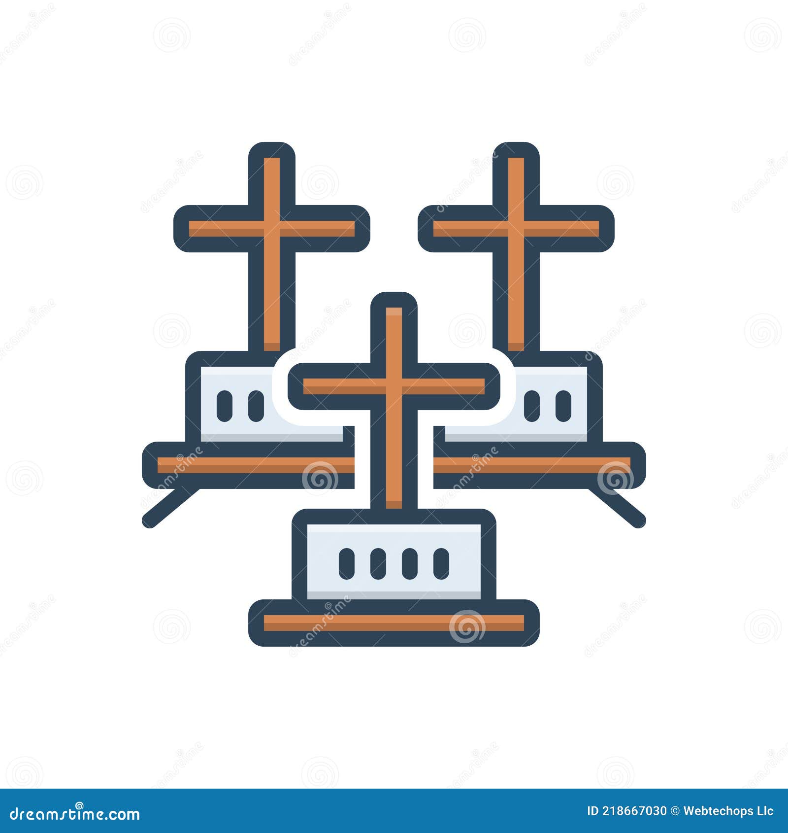 Color Illustration Icon for Cemeteries, Graveyard and Mausoleum Stock ...
