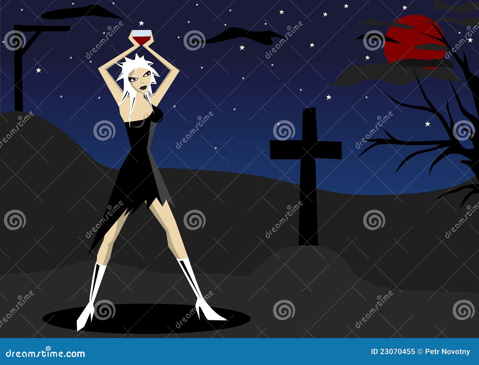 Vamp Woman Face On Black Background. Cartoon Vector | CartoonDealer.com ...