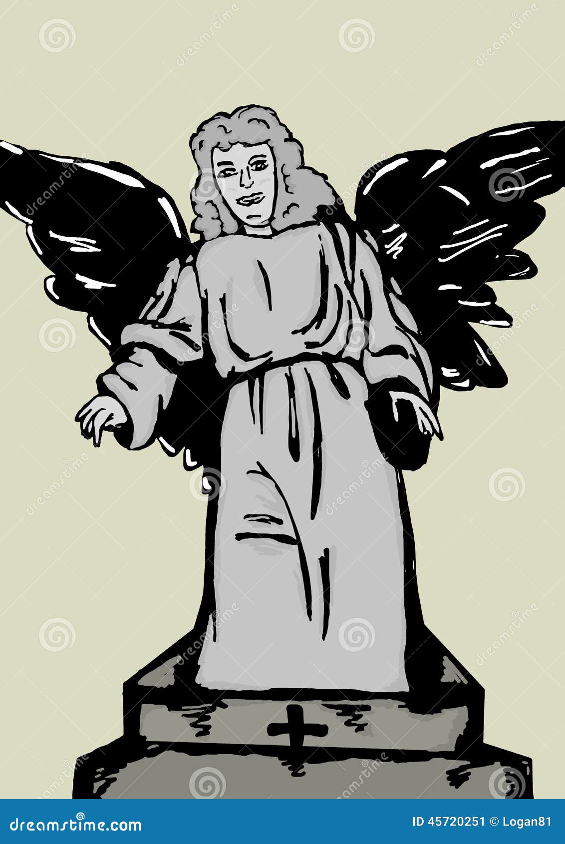 Cemetery angel stock illustration. Illustration of paradise - 45720251