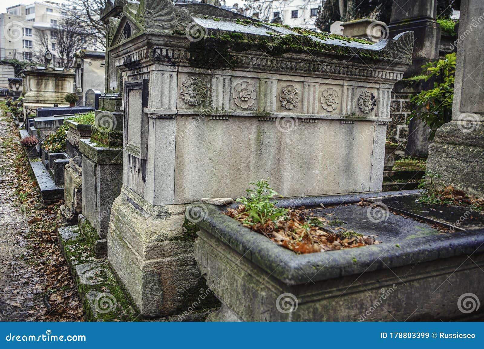 Cemetery with Antique Crypts Stock Image - Image of cemetery, graveyard ...