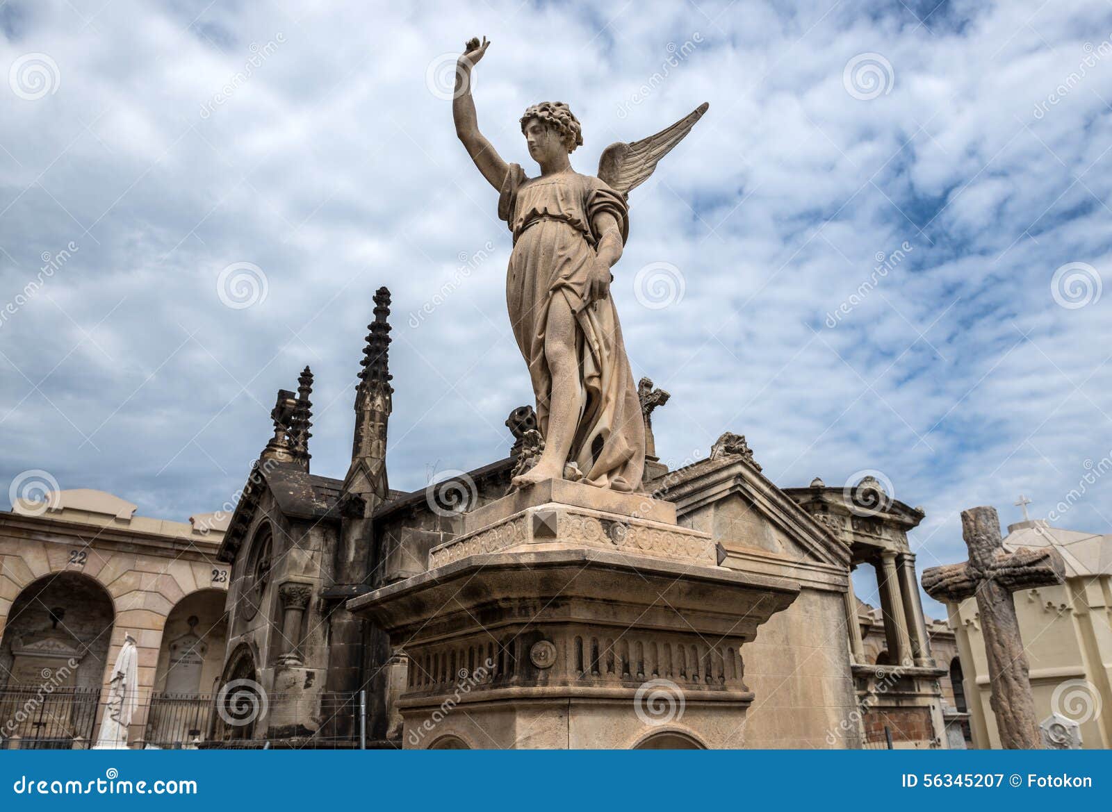 Cemetery in Barcelona stock image. Image of statue, cementiri - 56345207