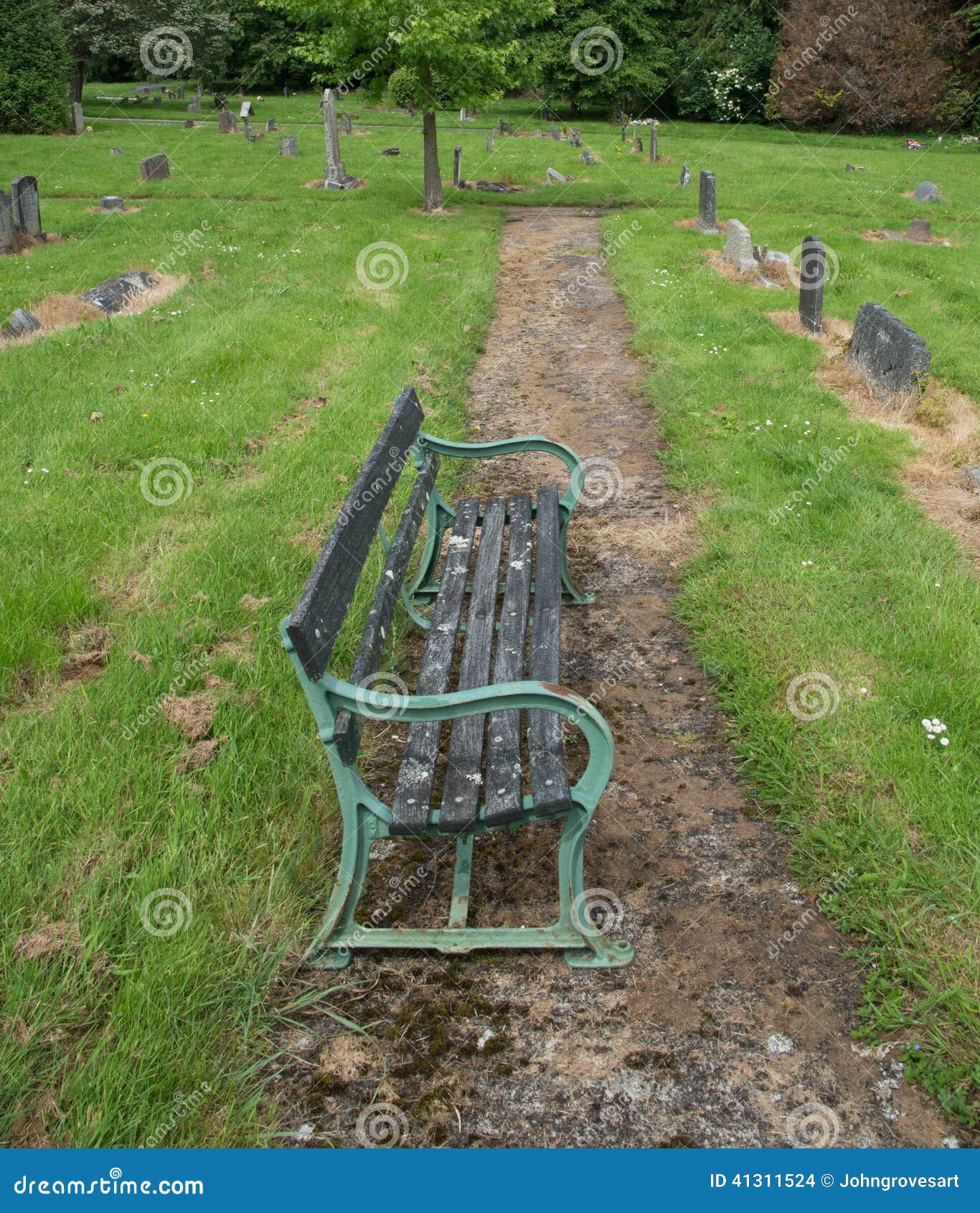 Cemetery Bench stock photo. Image of seat, empty, gravestone - 41311524