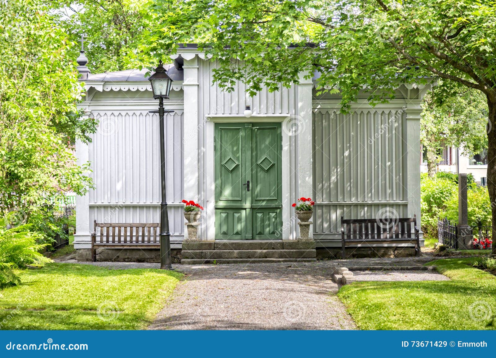 Cemetery Building with Trees Stock Image - Image of light, house: 73671429