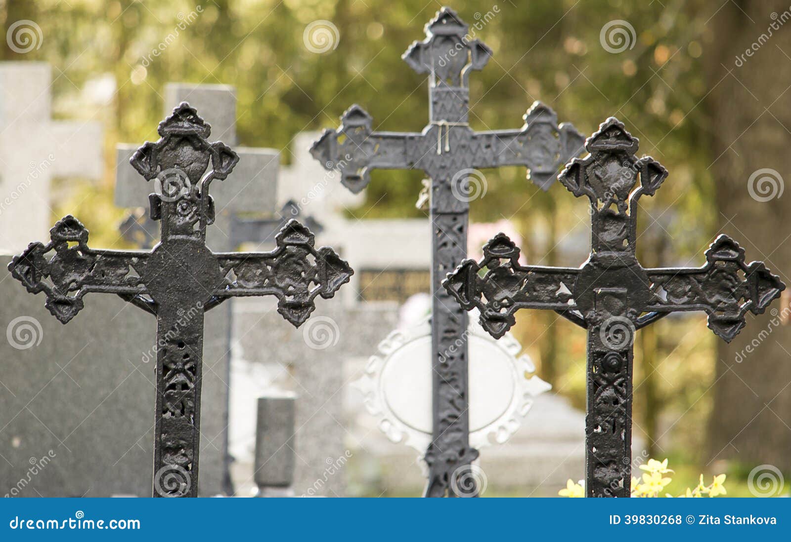 Cemetery with crosses stock photo. Image of cross, tombstone - 39830268
