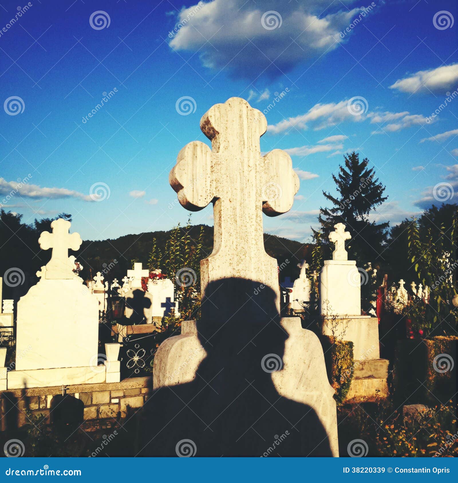 Death Concept. An Ancient Stone Statue Of Crying Angel With Tears In ...