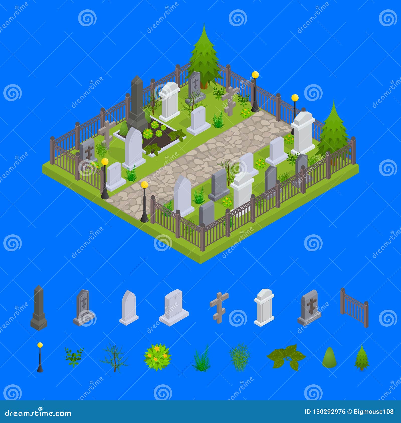 Cemetery and Elements Concept 3d Isometric View. Vector Stock Vector ... Cemetery and Elements Concept 3d Isometric View. Vector Stock Vector ...