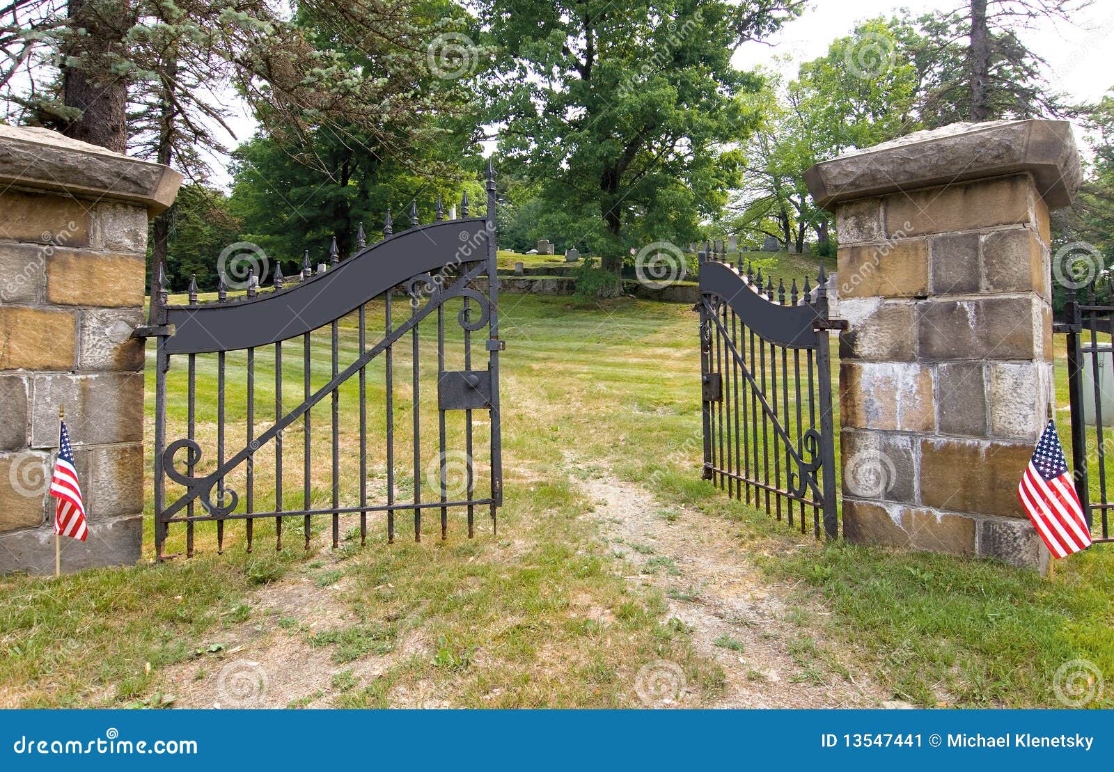 Cemetery Entrance stock image. Image of graveyard, flags - 13547441