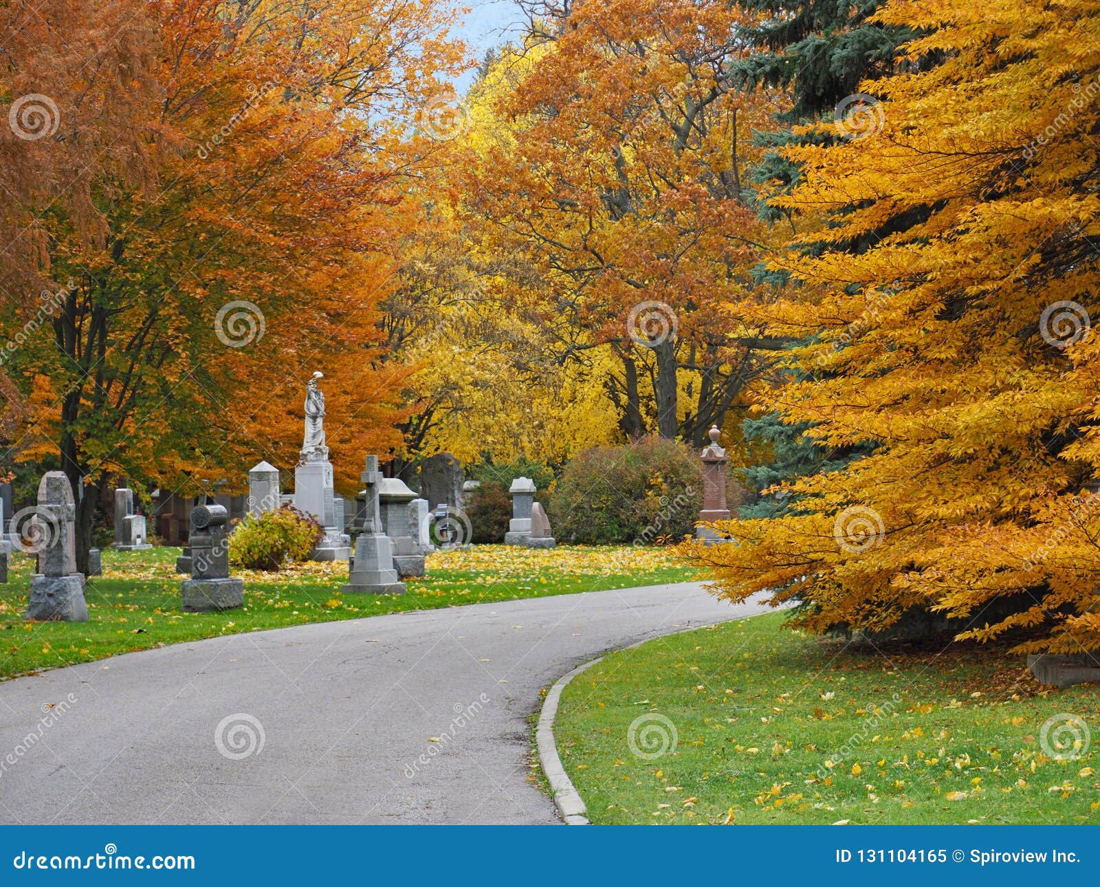 Cemetery with fall colors stock image. Image of gravestone - 131104165