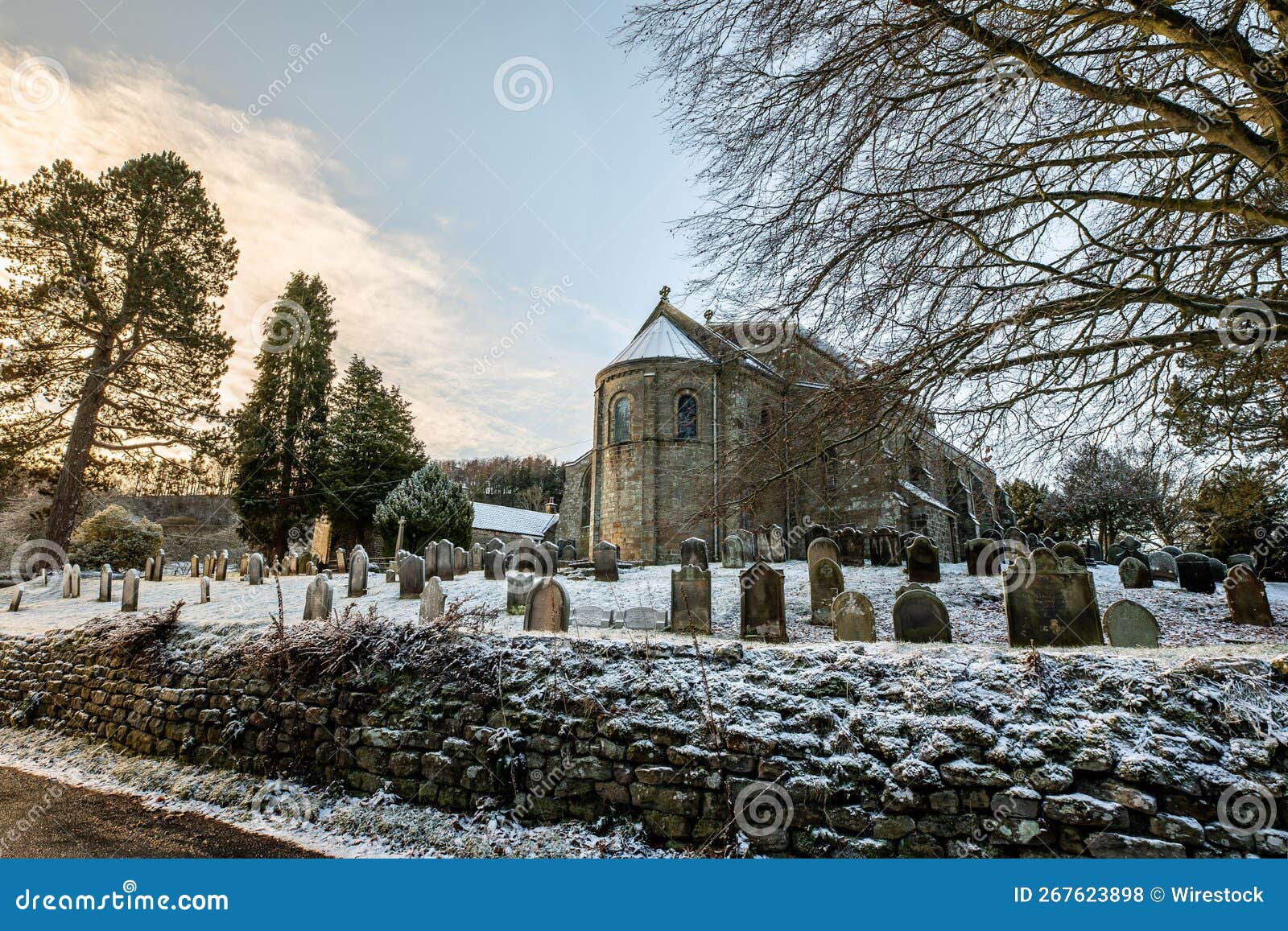 Cemetery in Front of Church Stock Photo - Image of worship ...