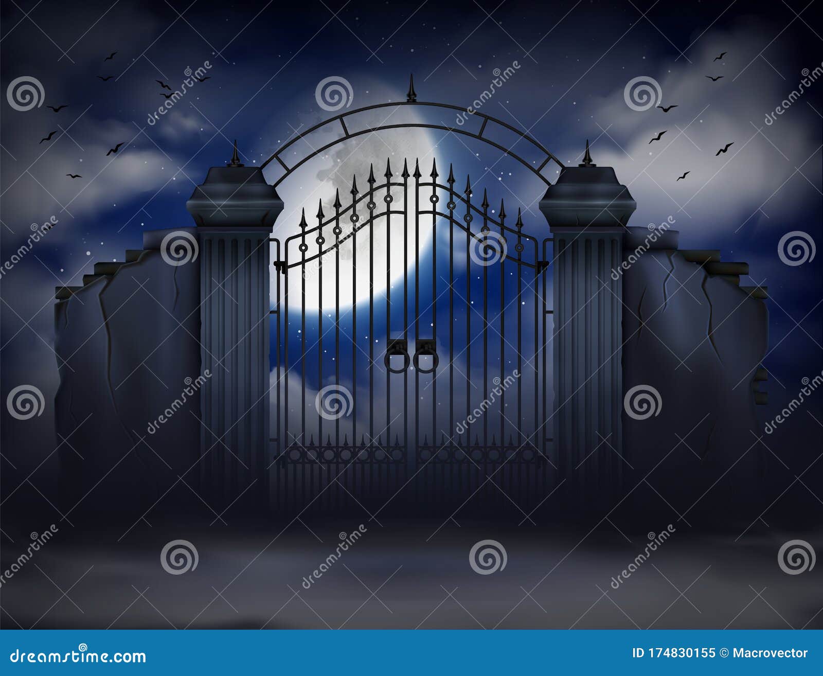 Cemetery Gate Background stock vector. Illustration of monster - 174830155