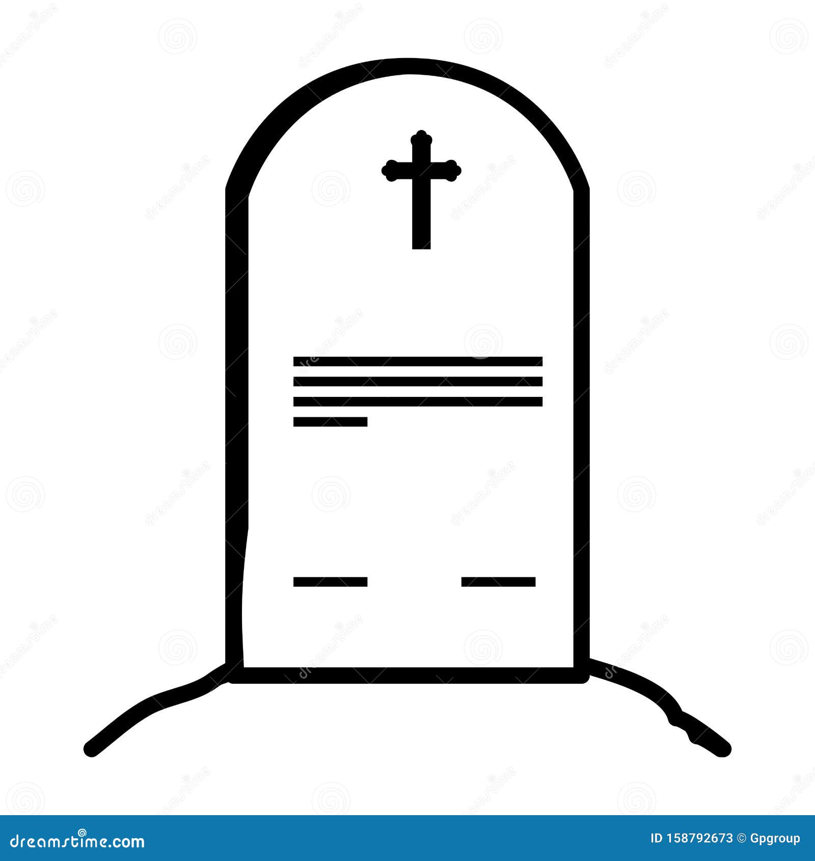 Cemetery Graveyard with Cross Icon Stock Vector - Illustration of ...