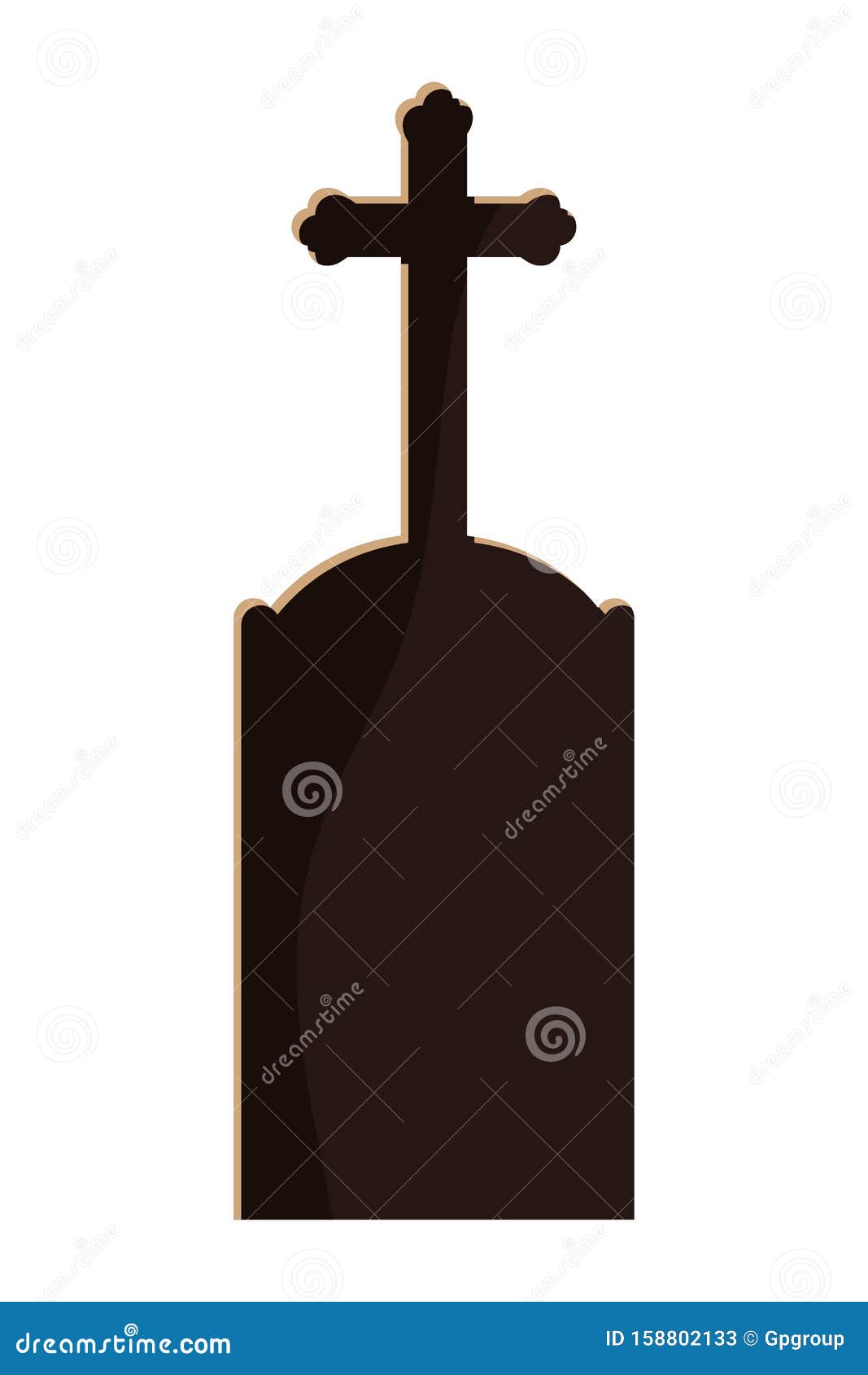 Cemetery Graveyard with Cross Icon Stock Vector - Illustration of cross ...