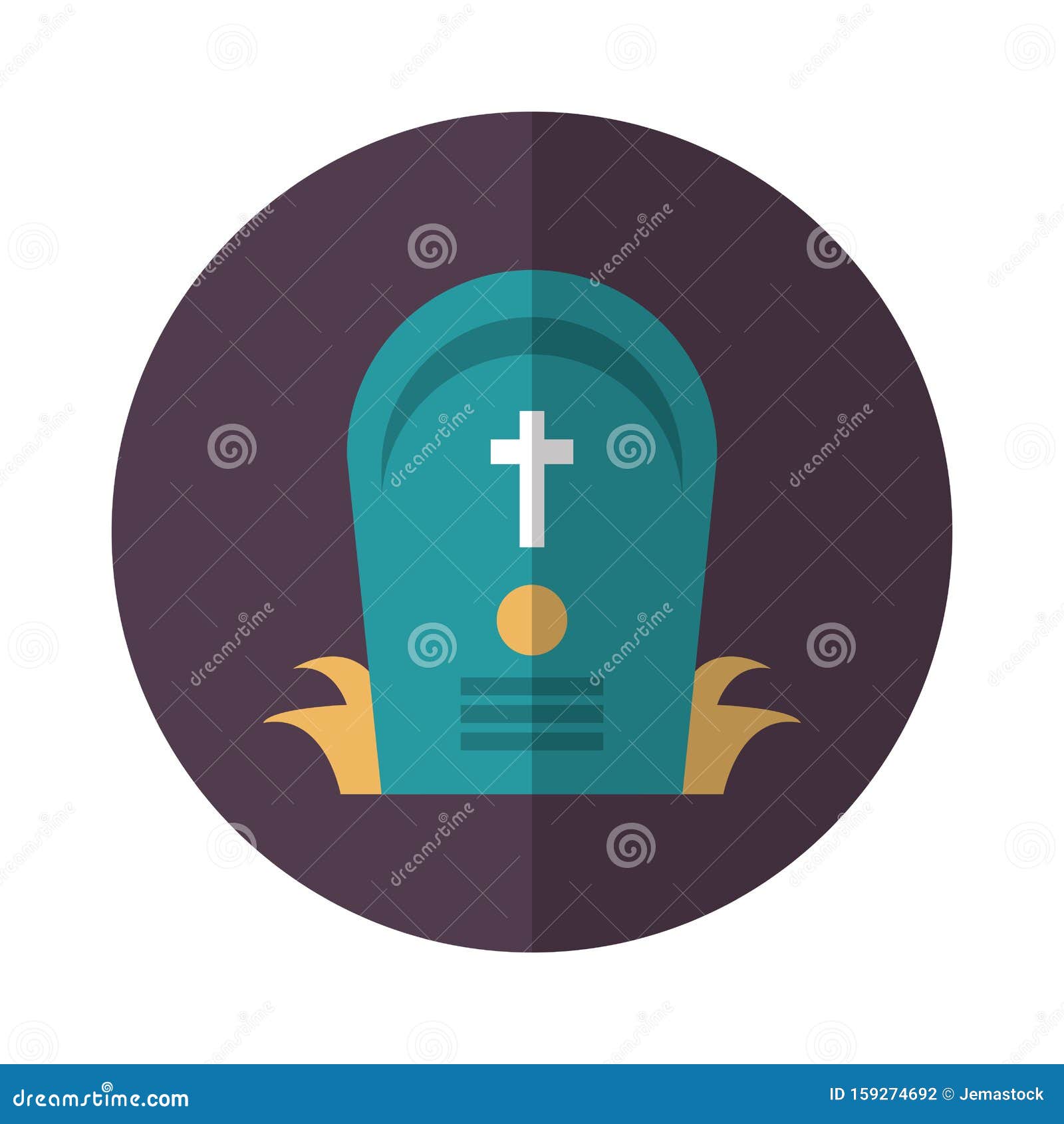 Cemetery Graveyard with Cross Icon Stock Vector - Illustration of ...